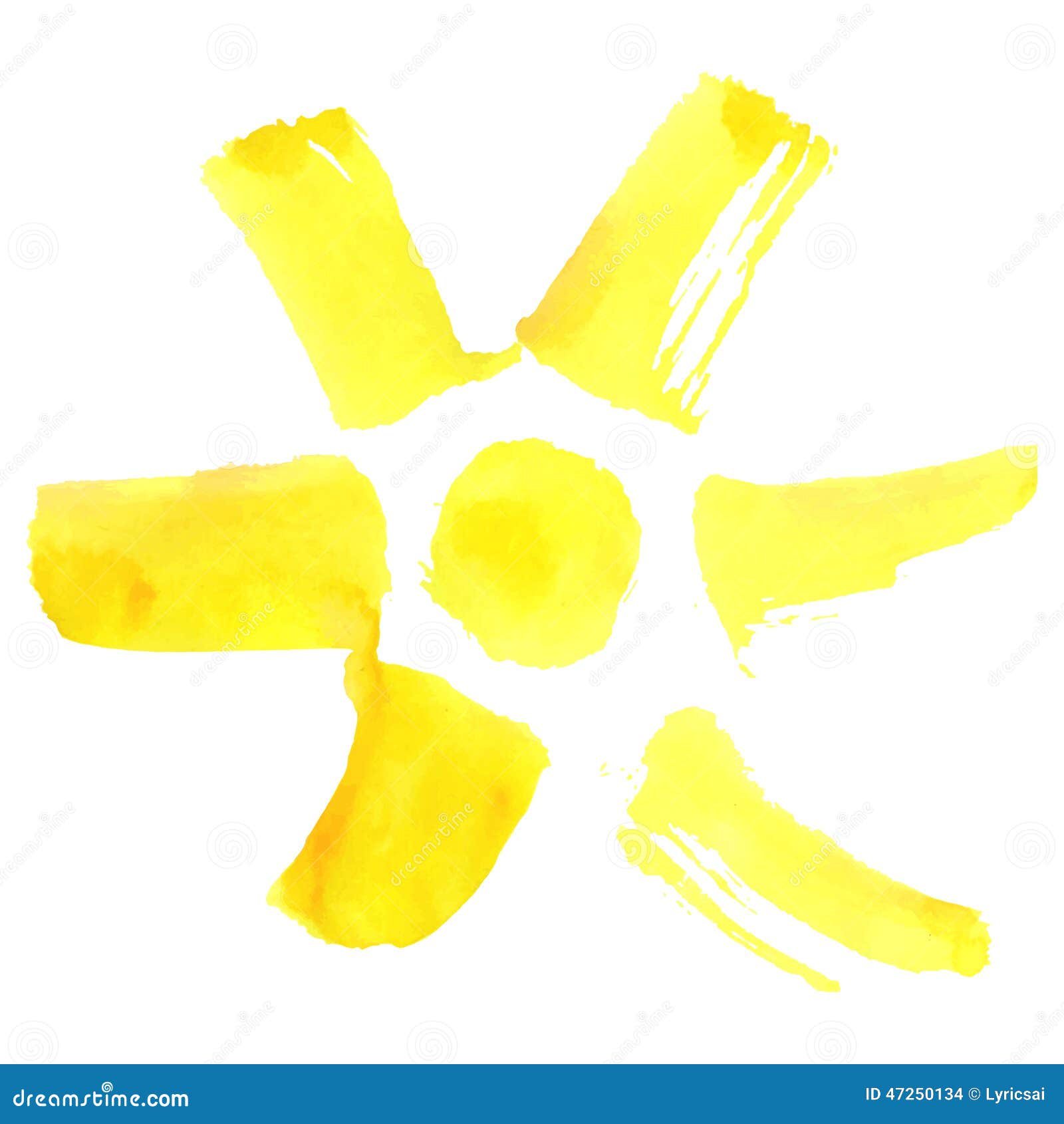 Watercolour sun design stock vector. Illustration of brush - 47250134