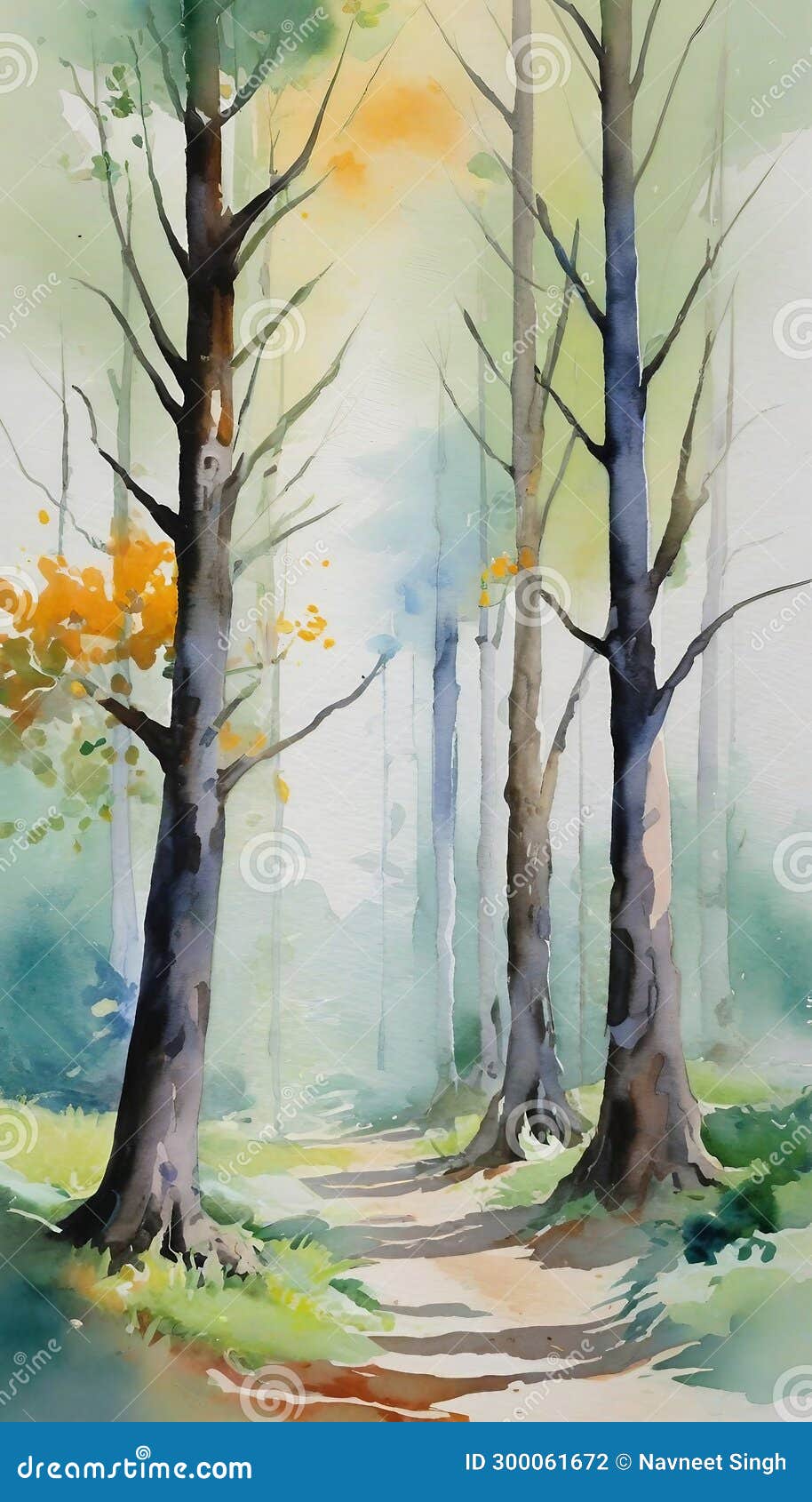Watercolour trees stock illustration. Illustration of handwritten ...