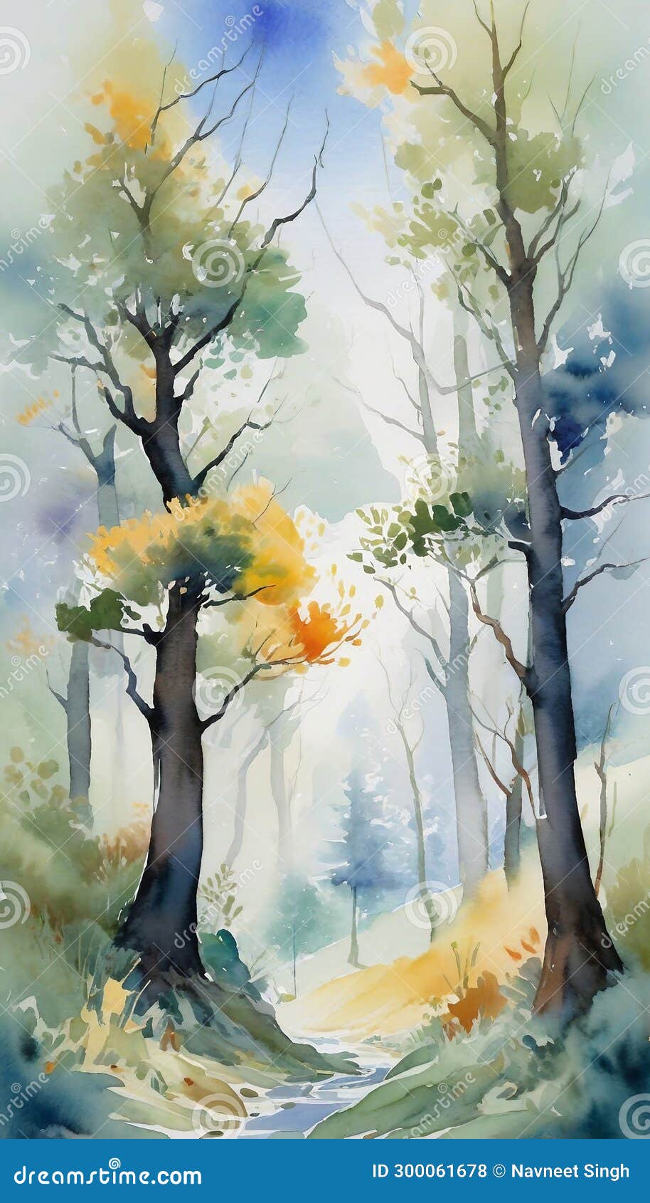 Watercolour trees stock illustration. Illustration of plants - 300061678