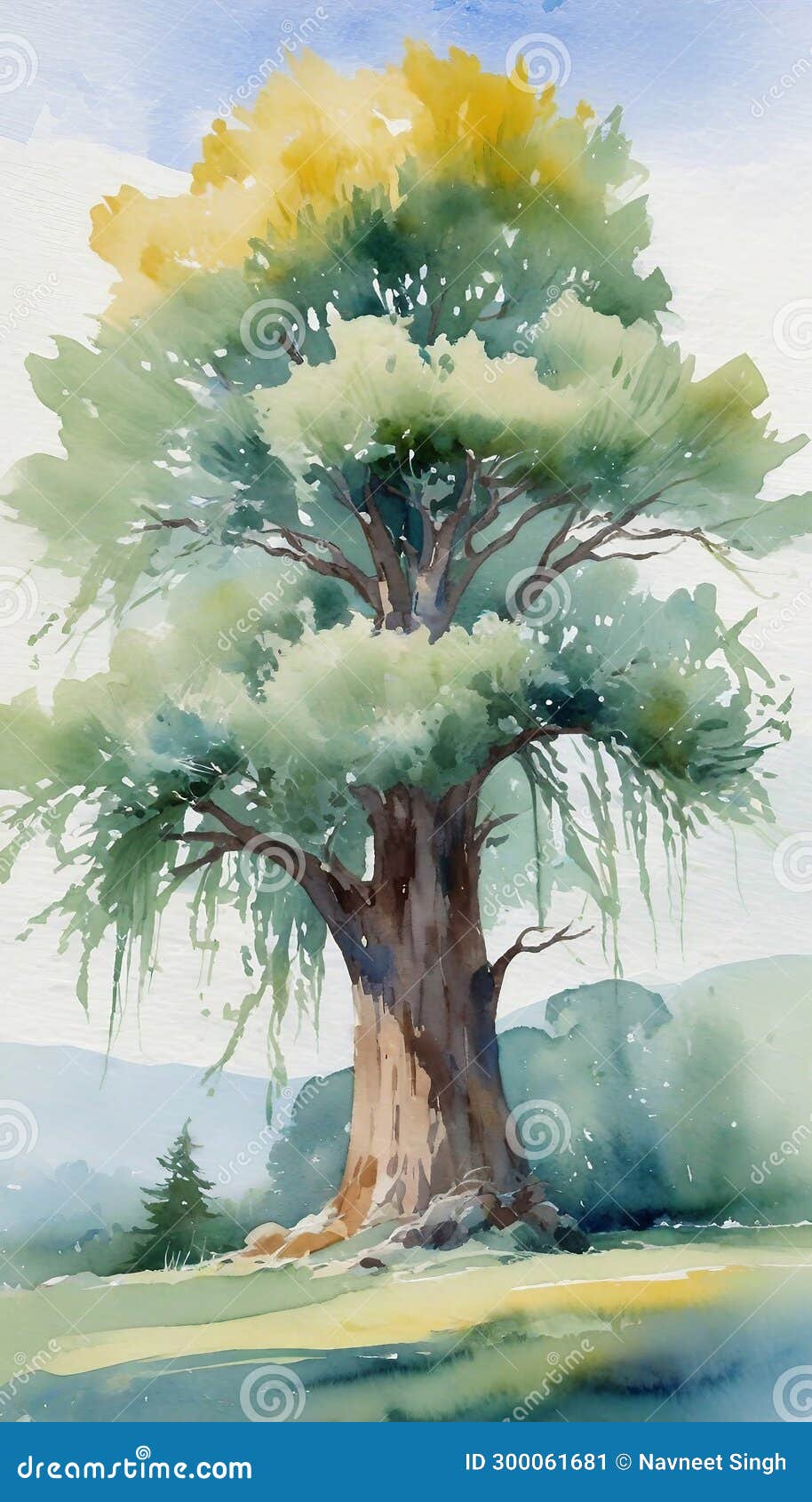 Watercolour trees stock illustration. Illustration of color - 300061681