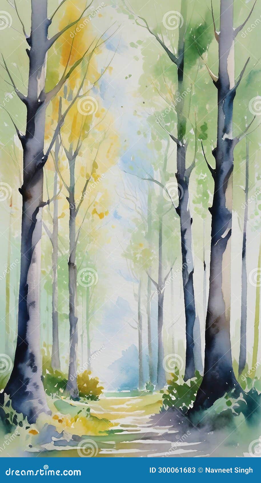 Watercolour trees stock illustration. Illustration of texture - 300061683