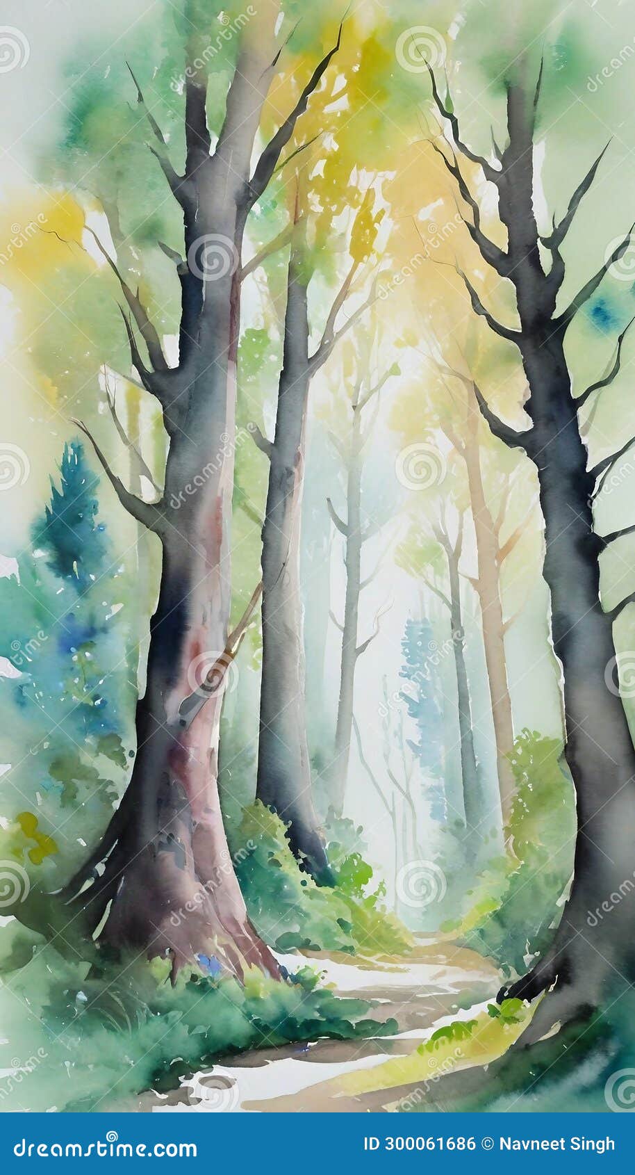 Watercolour trees stock illustration. Illustration of plants - 300061686