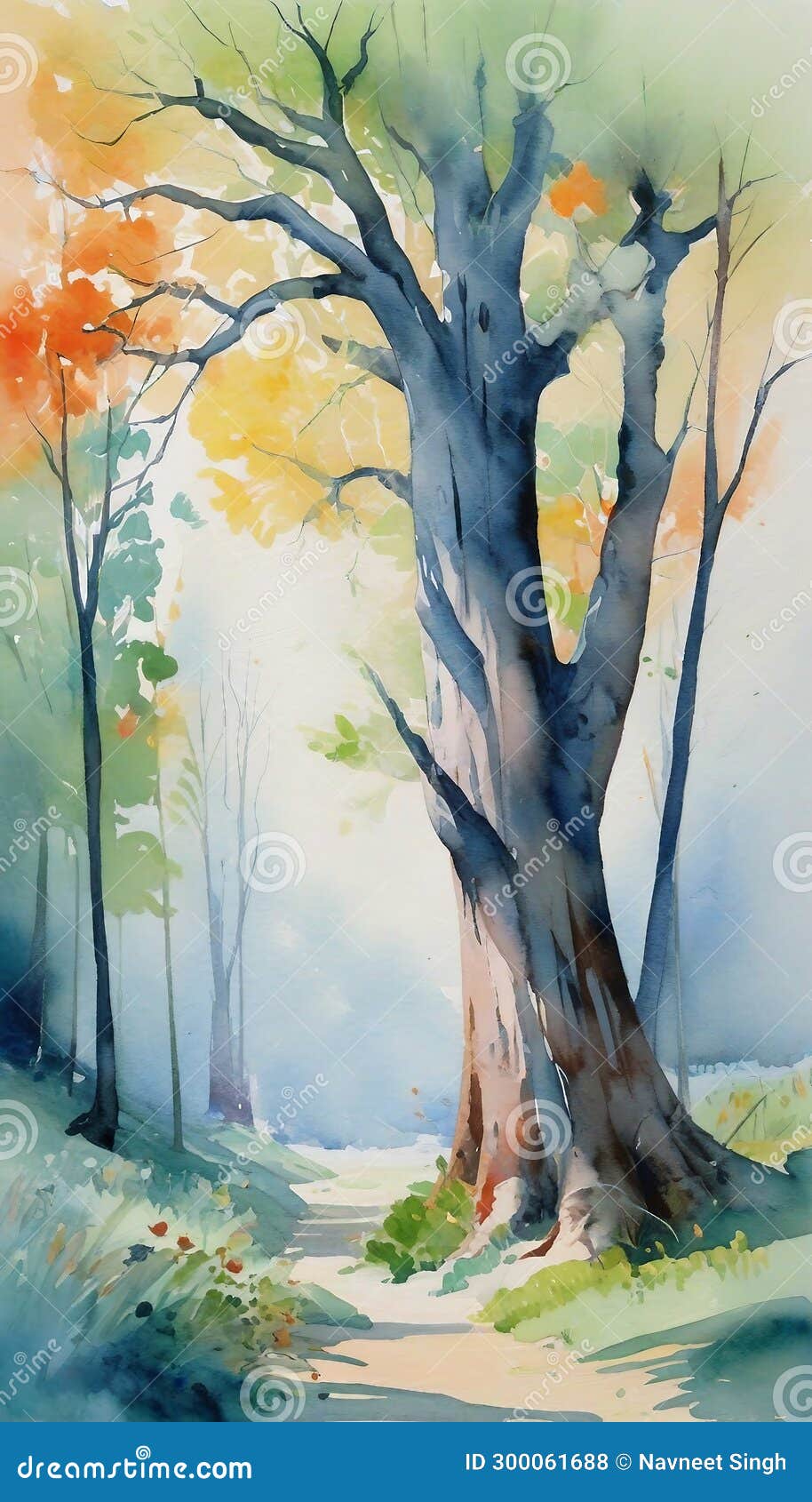 Watercolour trees stock illustration. Illustration of tree - 300061688