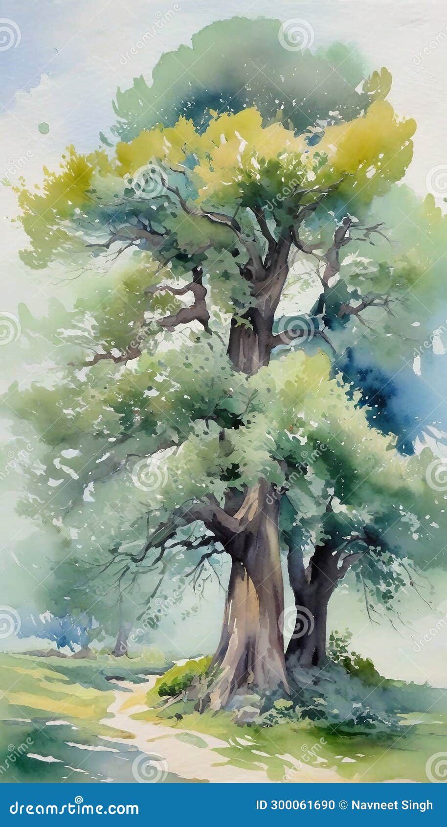 Watercolour trees stock illustration. Illustration of handwritten ...
