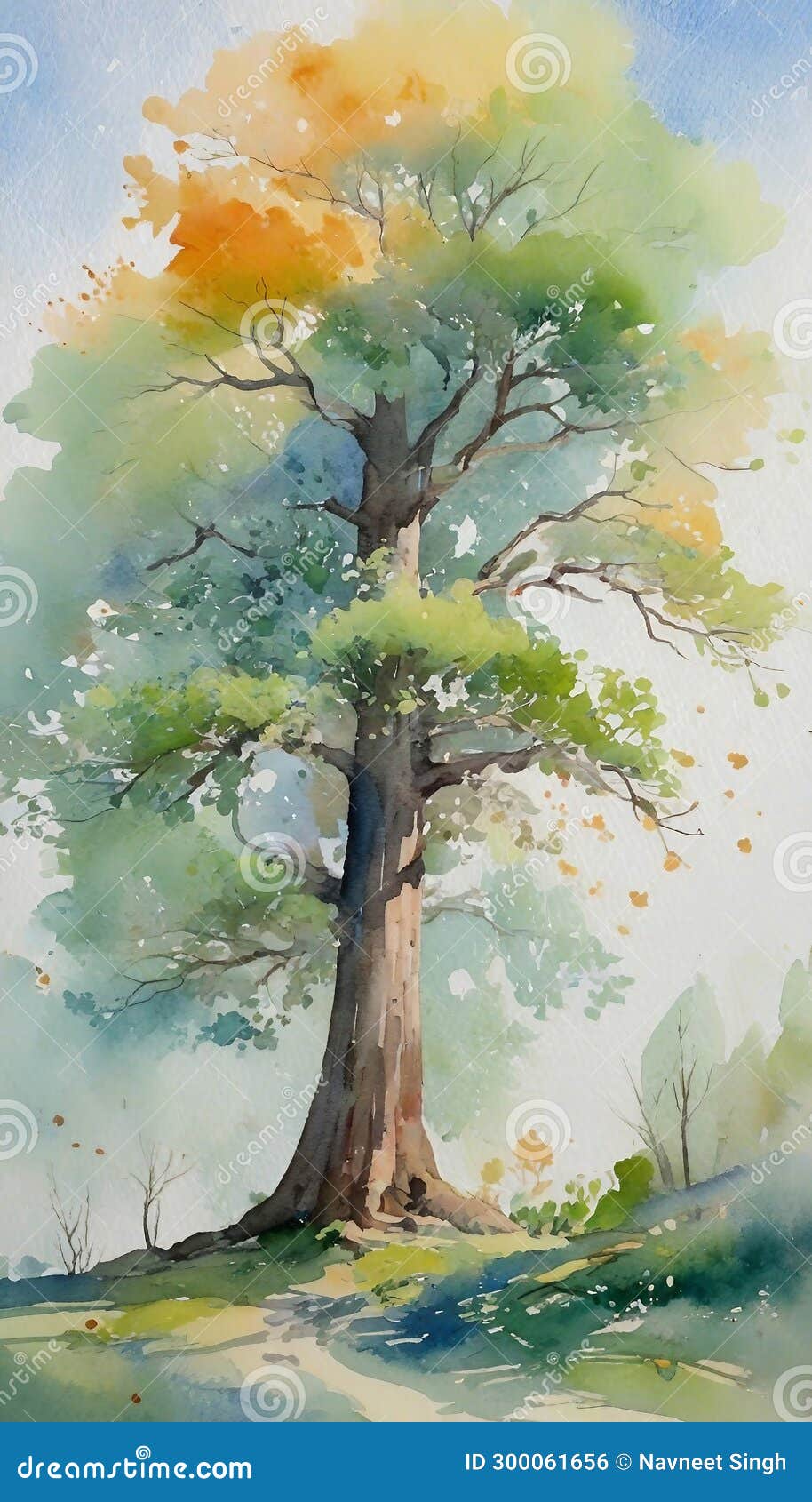 Watercolor trees stock illustration. Illustration of watercolor - 300061656