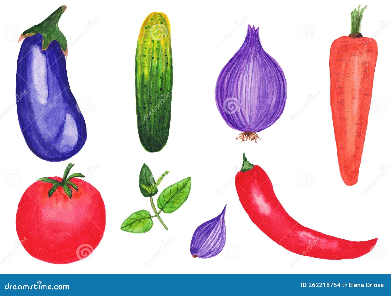 Watercolour Vegetables for Illustrations. Fresh Vegetables Stock ...