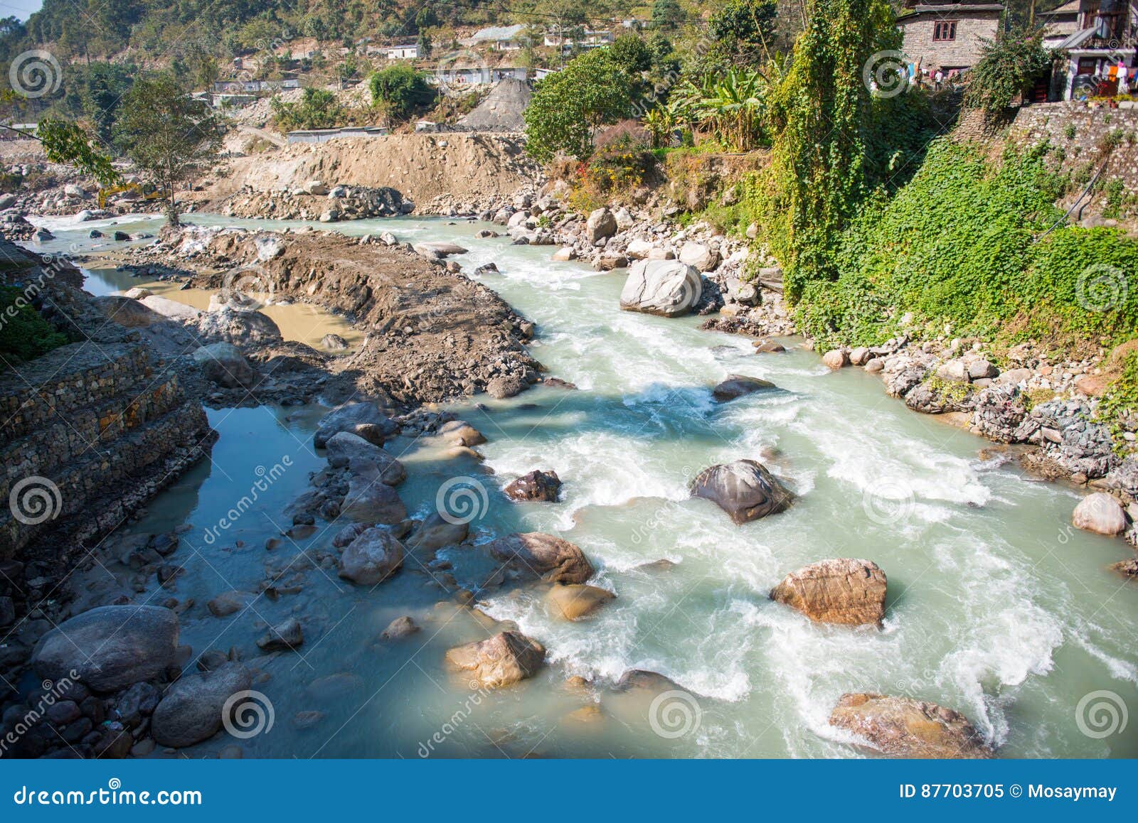 The Watercourse of the River from Mountain Stock Image - Image of base ...