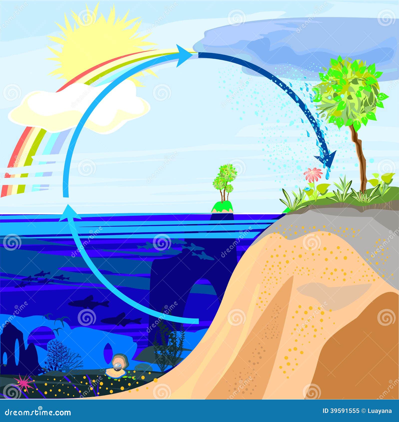 Watercyclus vector illustratie. Illustration of geologie - 39591555