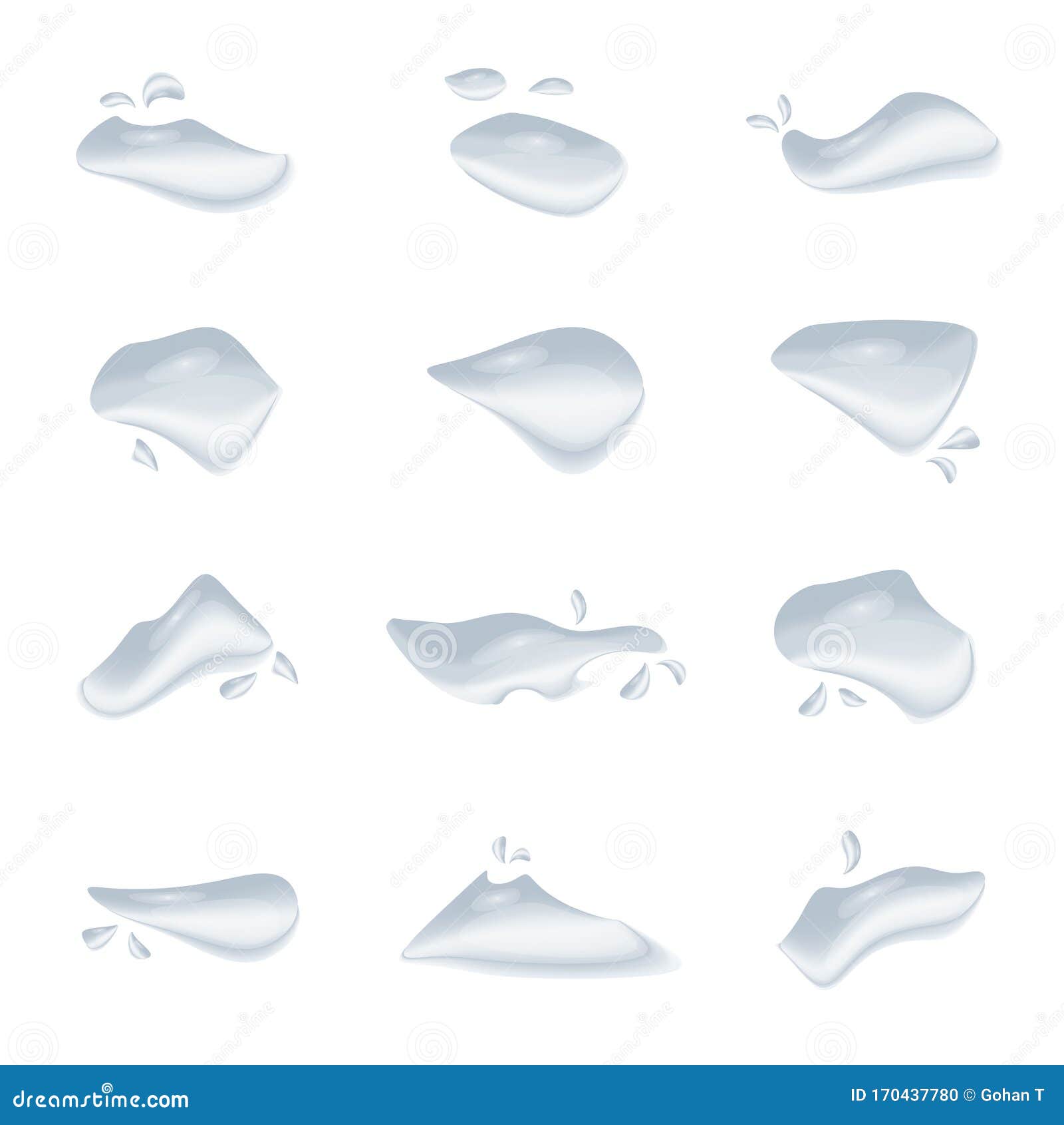 A Waterdrops Vector Isolated On White Background, Glass Bubble Drop ...