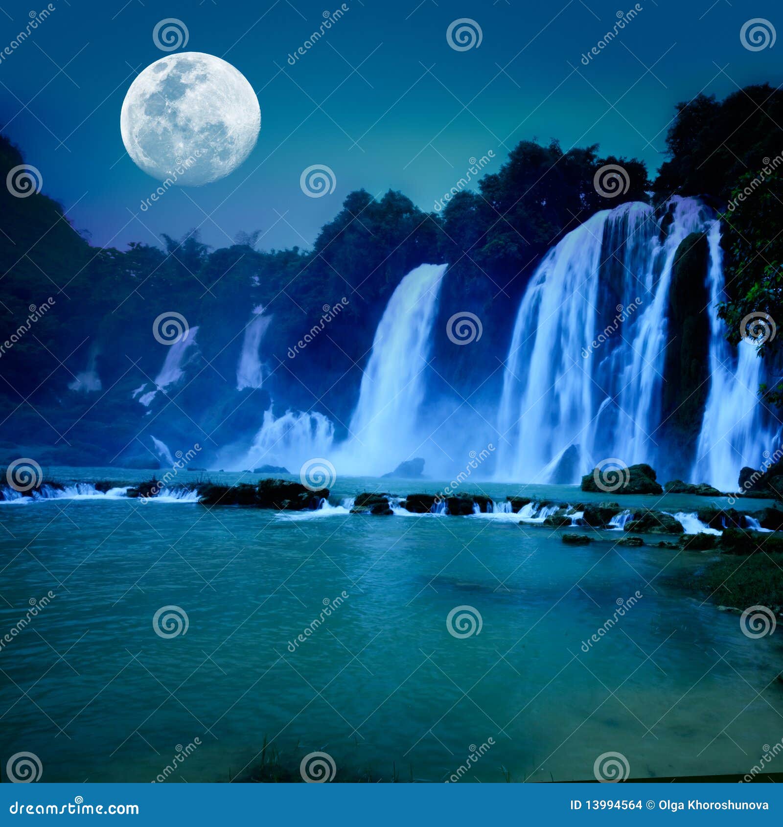 Waterfall stock photo. Image of china, moon, copyspace - 13994564
