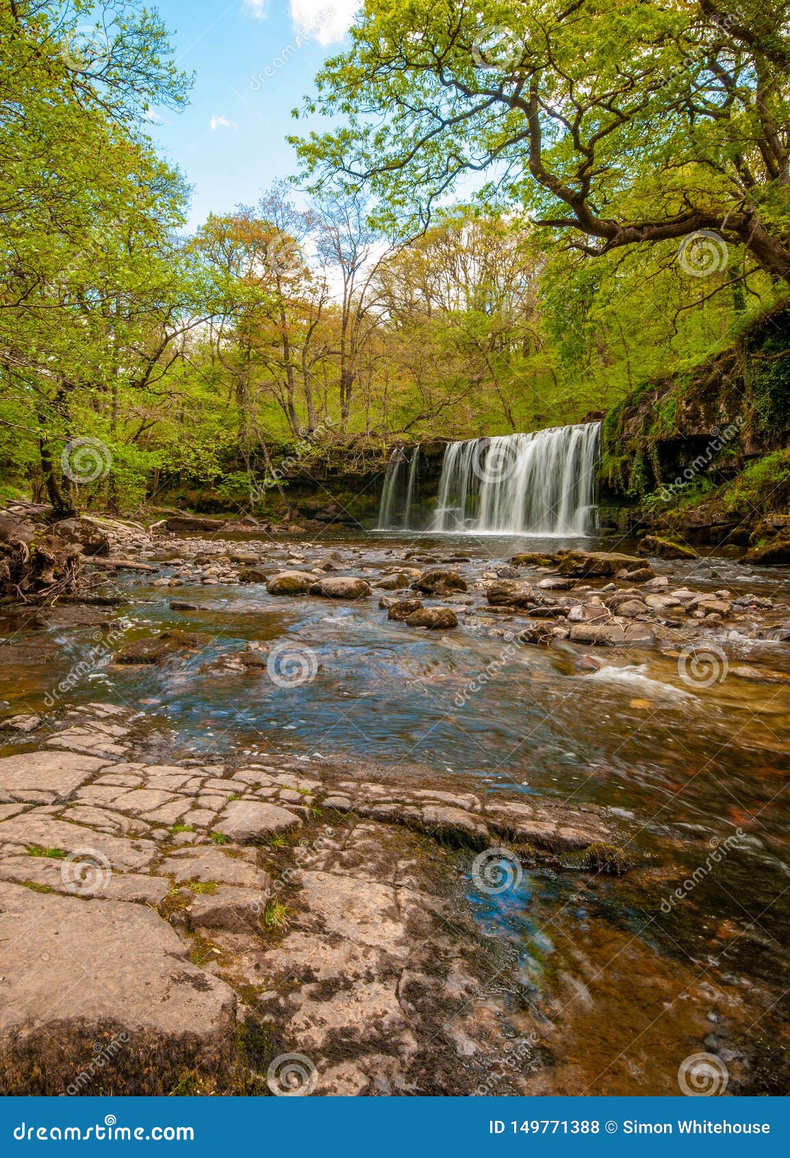 Waterfall and Limestone River Bedrock Stock Photo - Image of nature ...