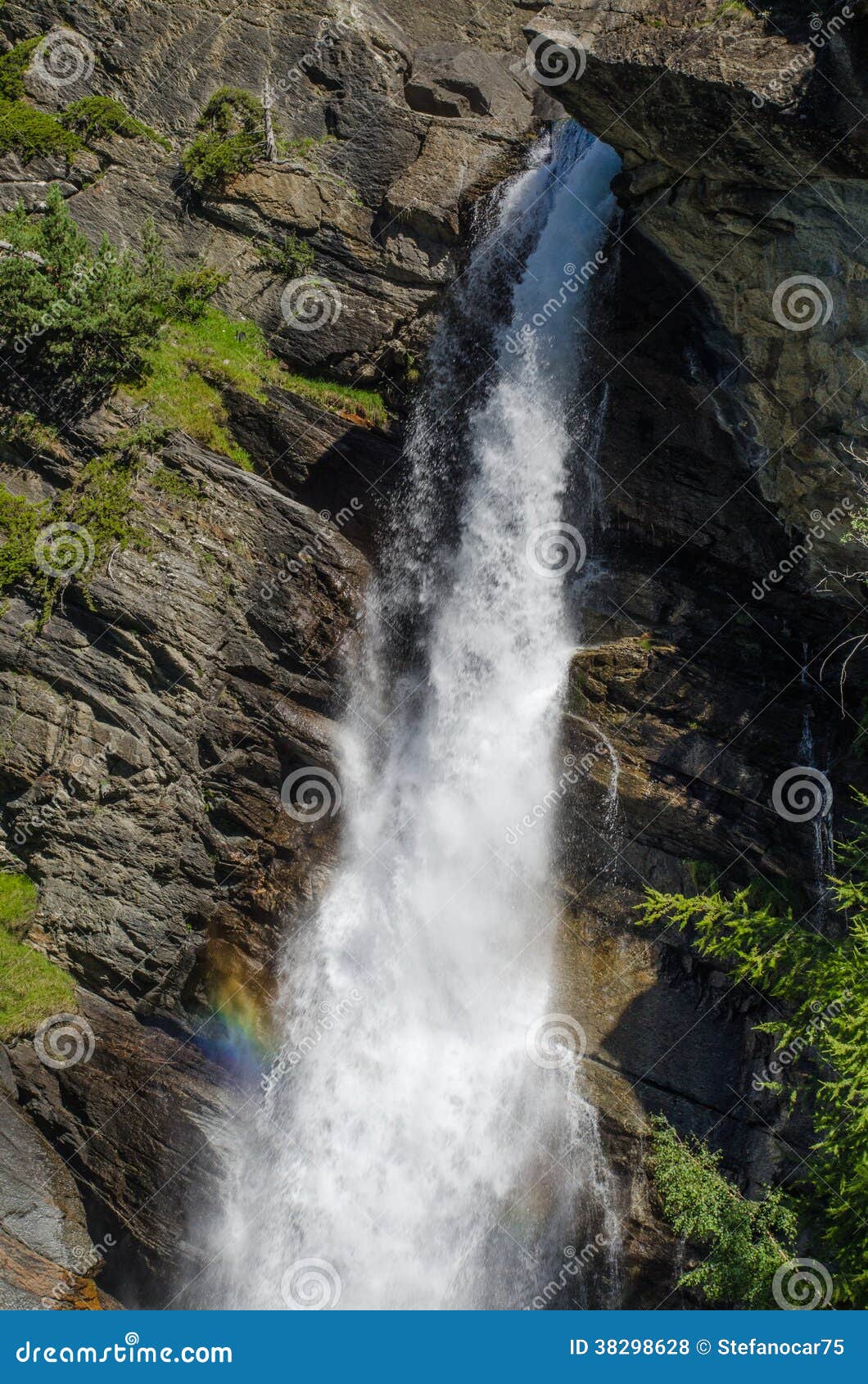Waterfall stock photo. Image of alpine, fall, alps, rainbow - 38298628