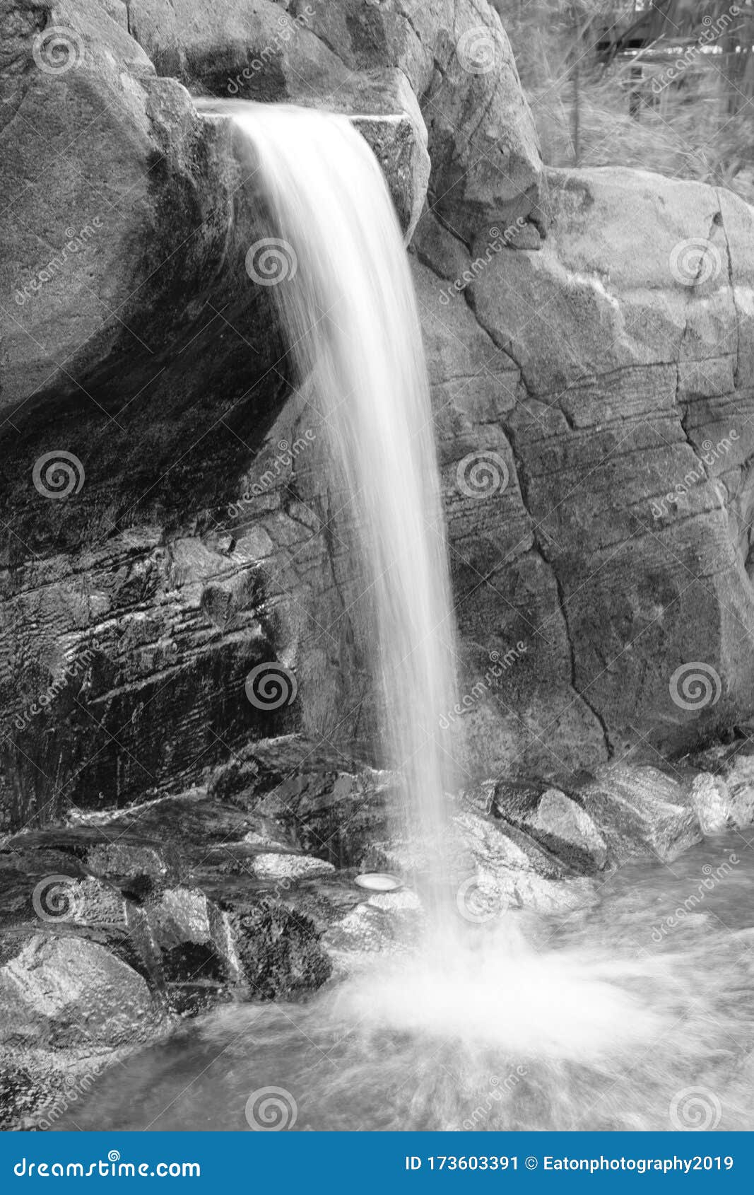 Waterfall in Black and White Stock Image - Image of drop, rock: 173603391