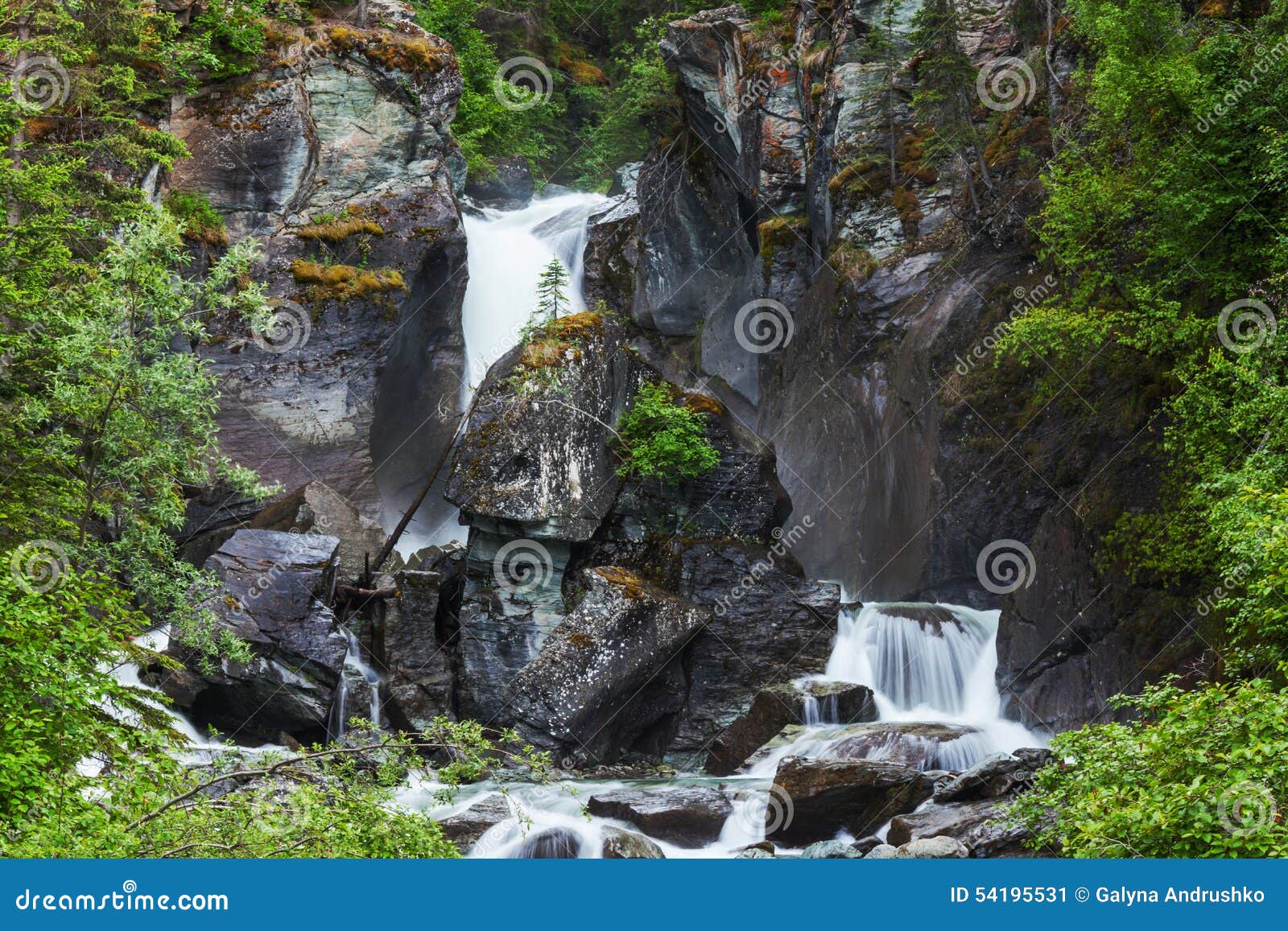 Waterfall on Alaska stock image. Image of environment - 54195531