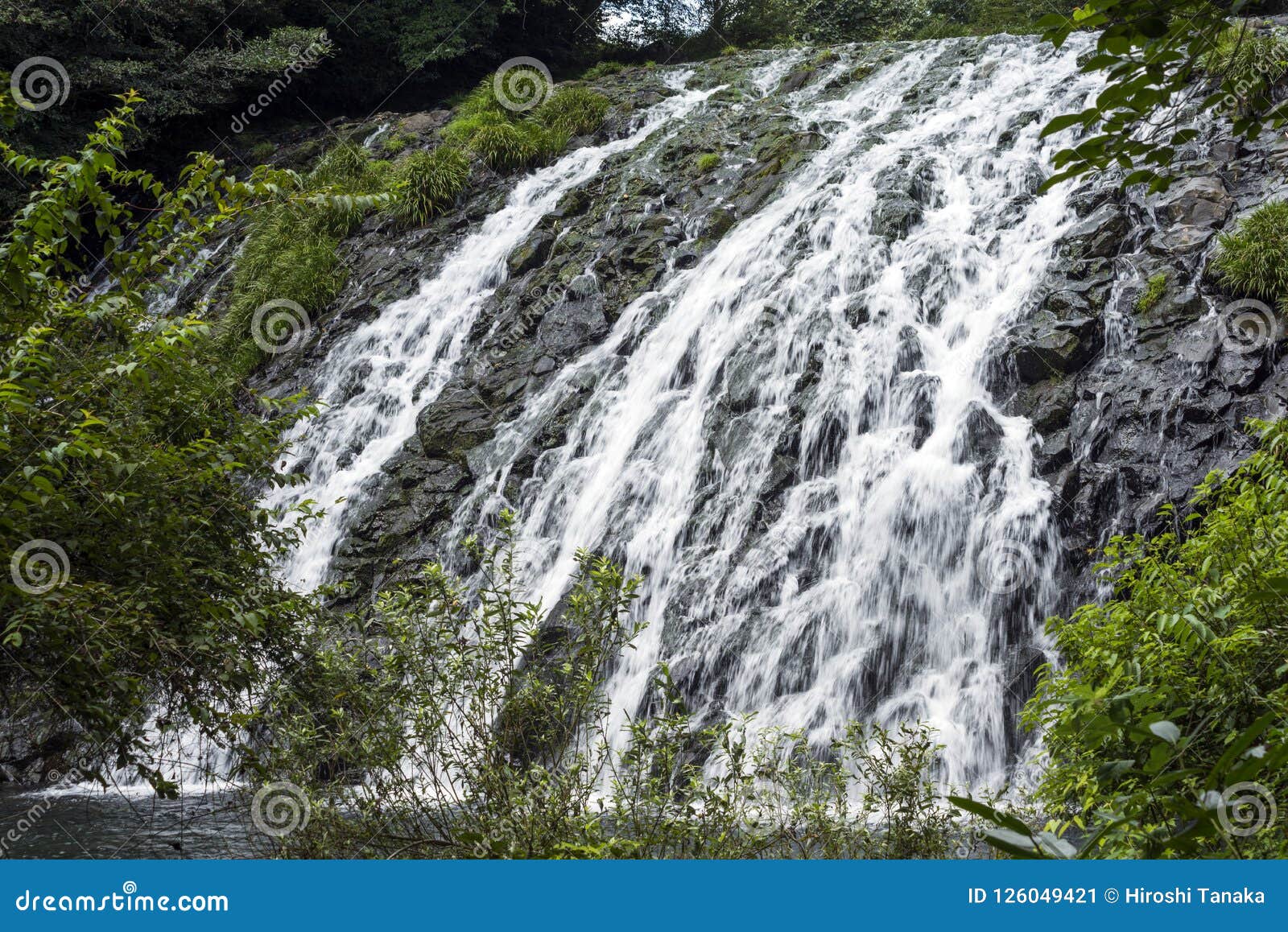 Waterfall Along Rugged Rock Stock Image - Image of branch, fresh: 126049421