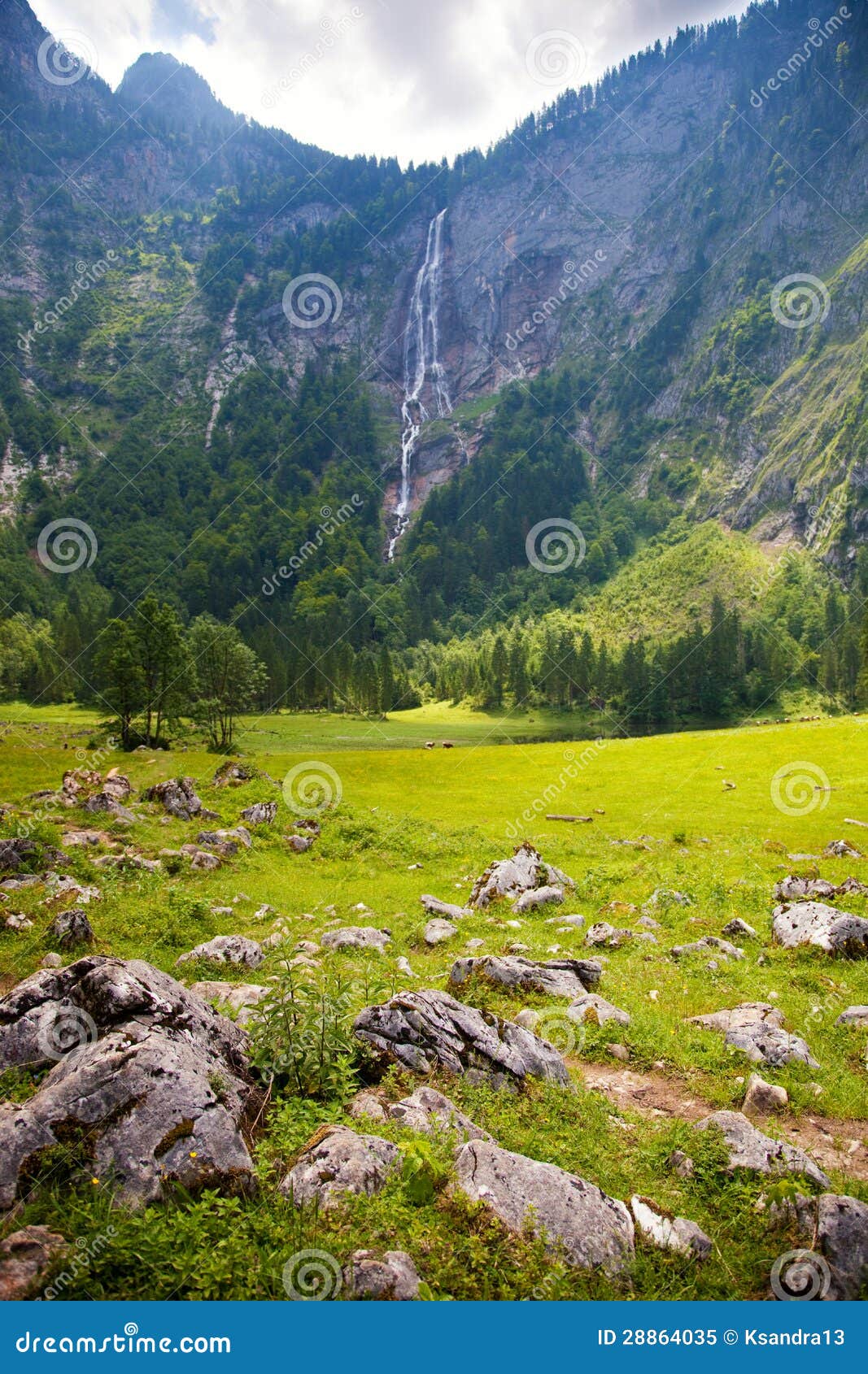 Waterfall in Alps stock image. Image of europe, green - 28864035