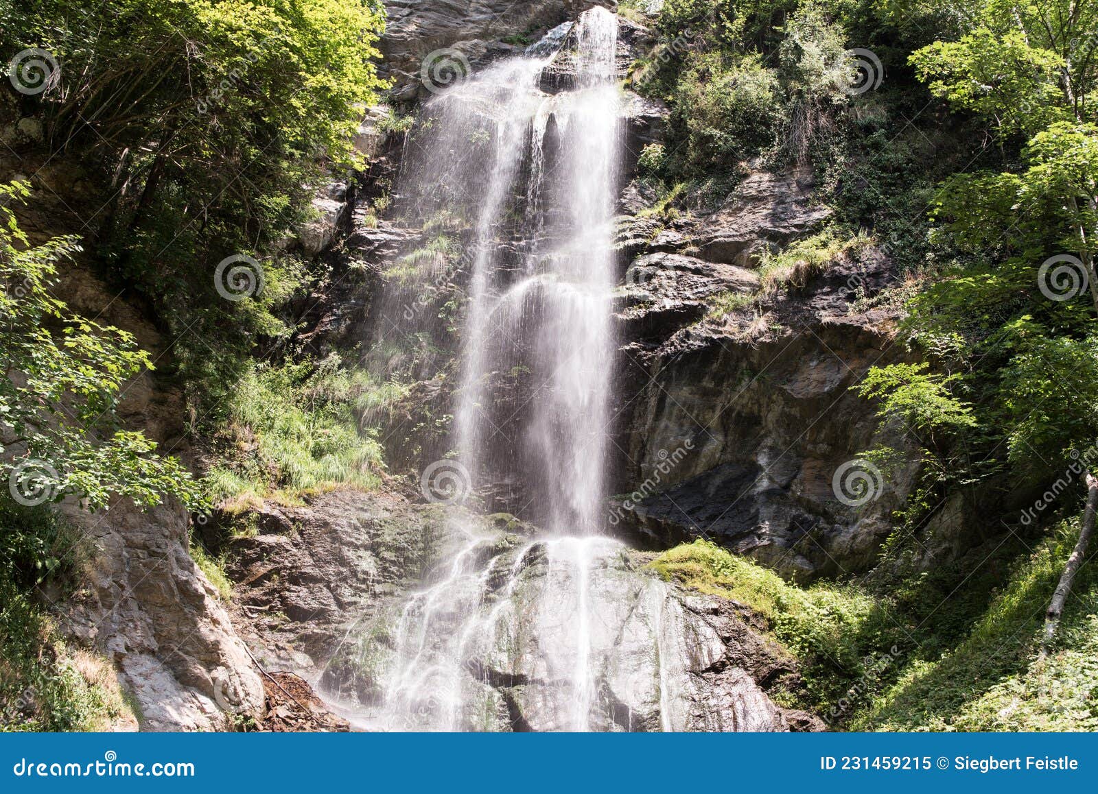 Waterfall in the Alps, Austria Stock Image - Image of trees, power ...