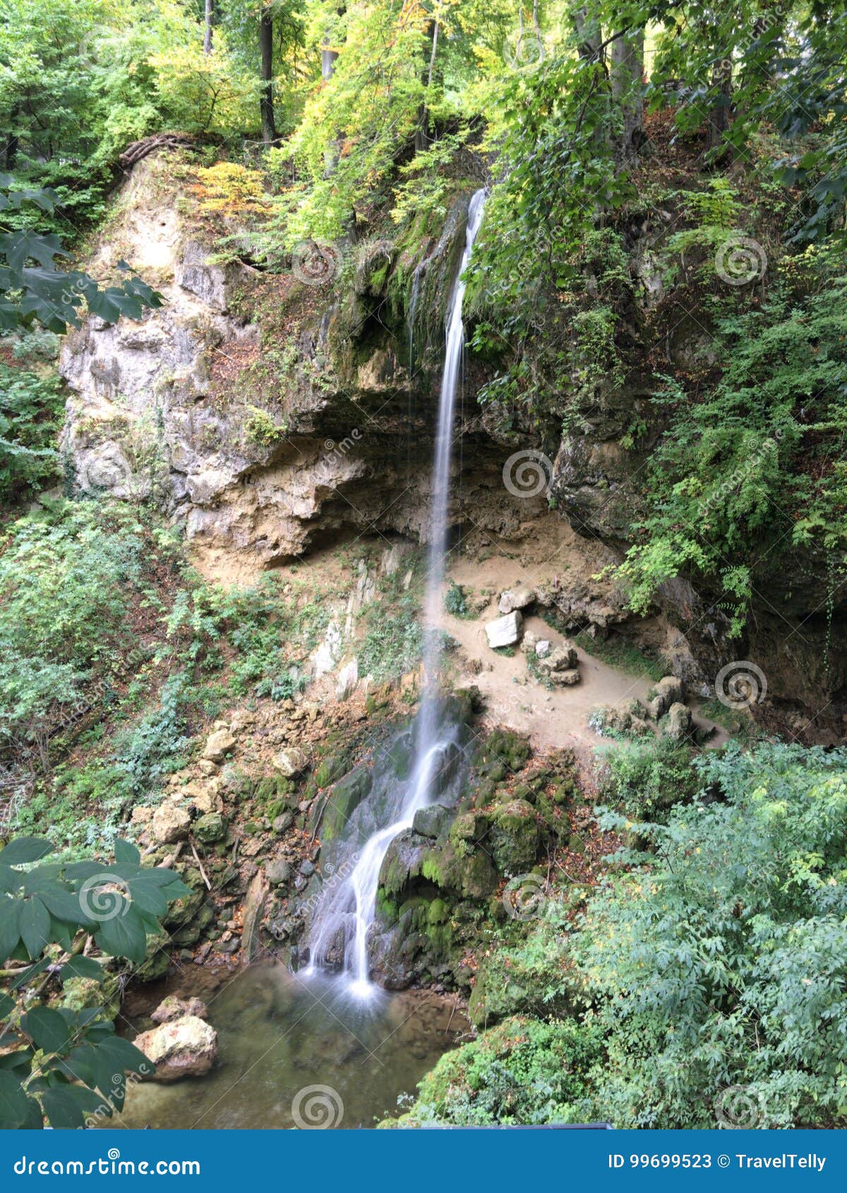 Waterfall at Anna Sinter Cave Stock Image - Image of waterfall, forest ...