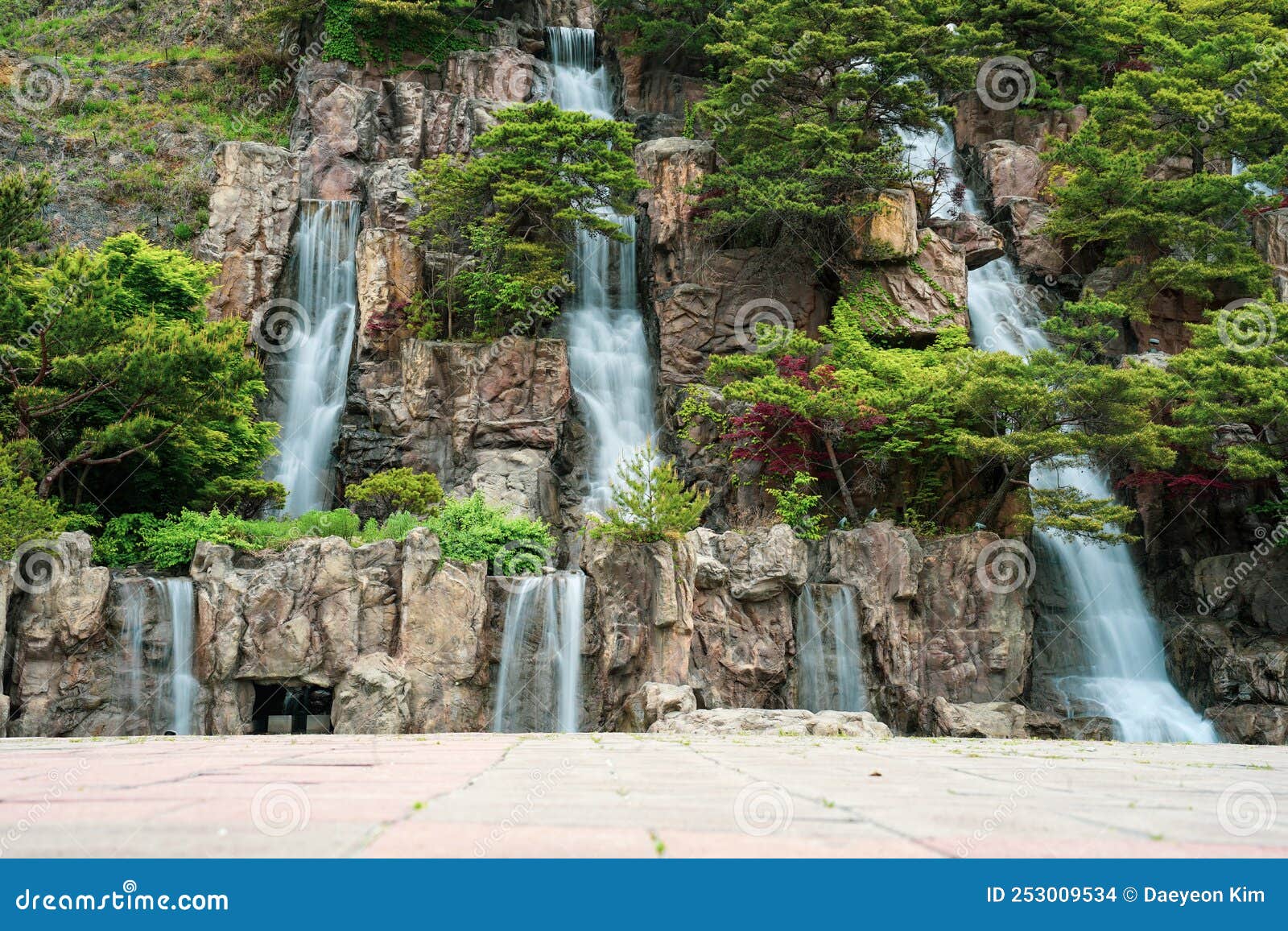 Waterfall in Anyang Bunkan Park, Korea Stock Photo - Image of green ...