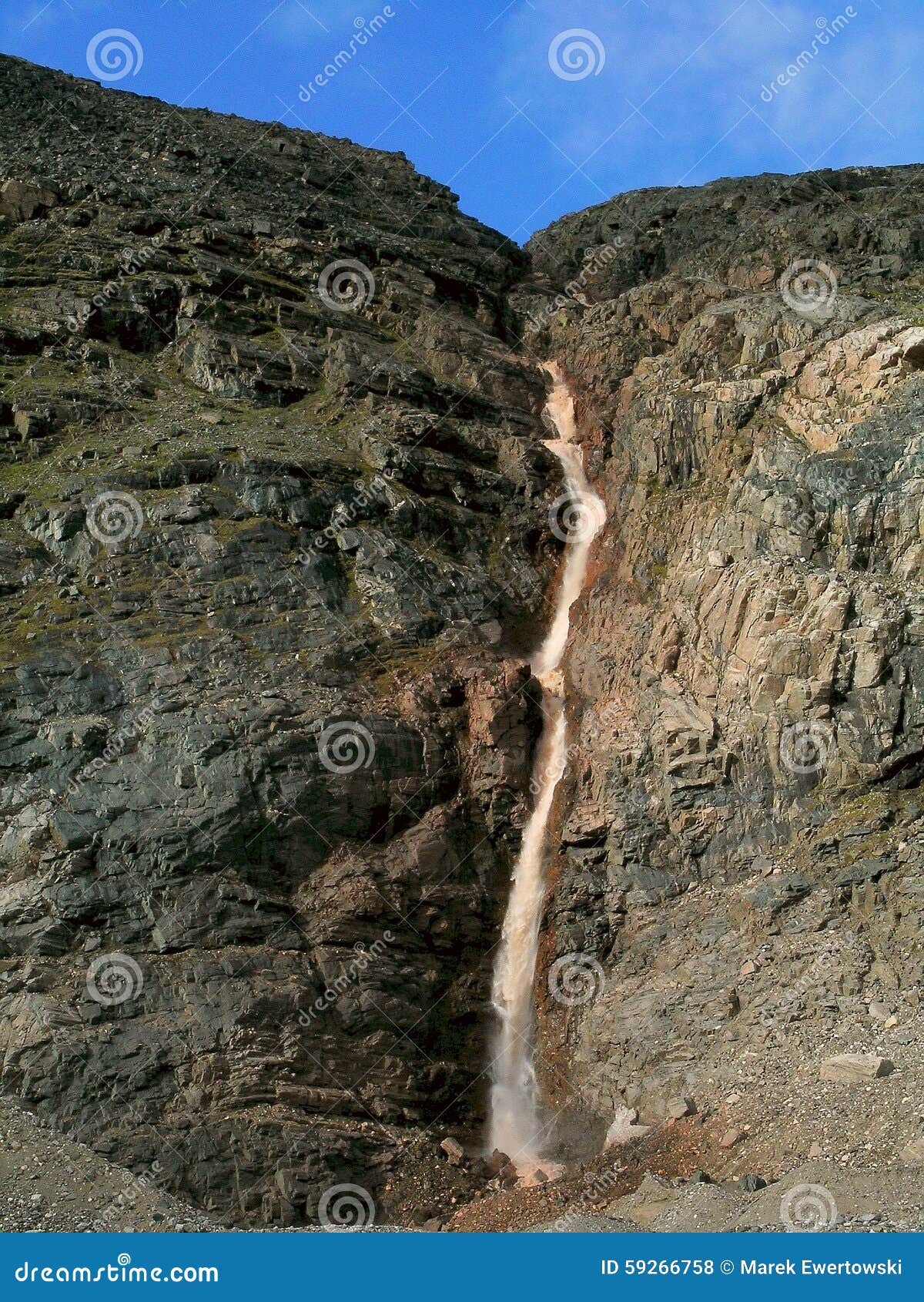 Waterfall stock photo. Image of spitsbergen, svalbard - 59266758