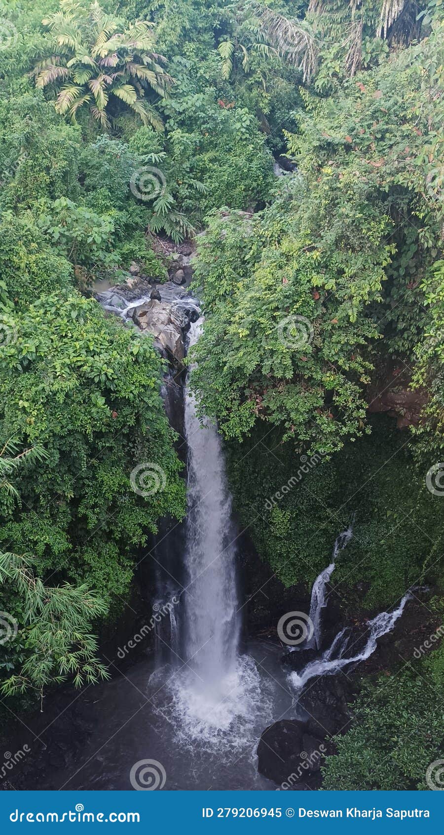 A Waterfall Arises from the Village of Padang Aro Stock Image - Image ...