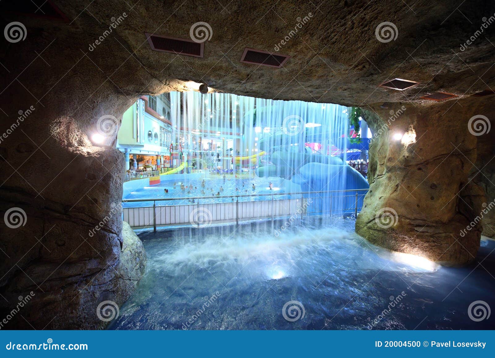 Waterfall in Artificial Cave in Editorial Image - Image of pool ...