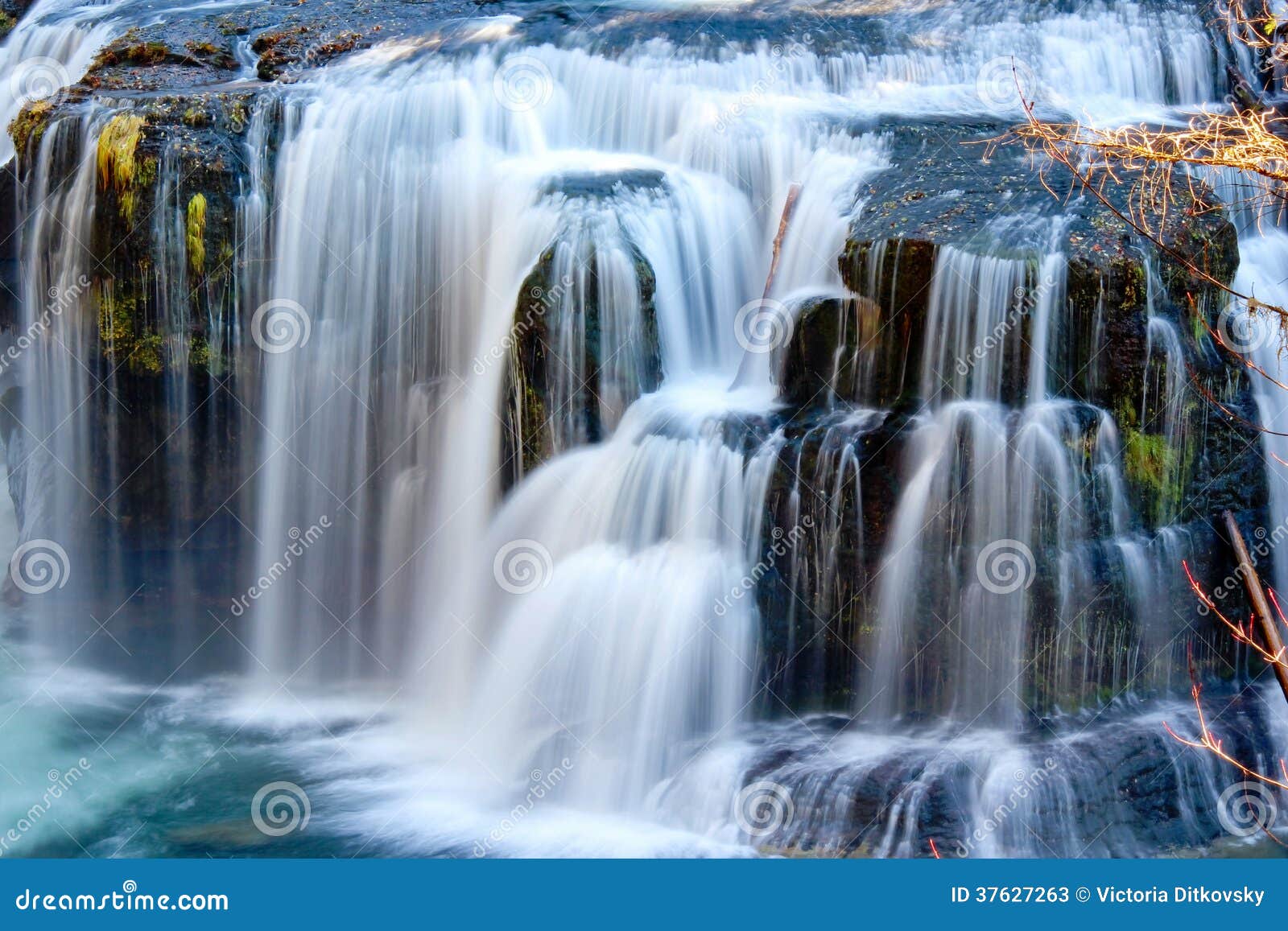 Waterfall at Autumn stock image. Image of season, fall - 37627263
