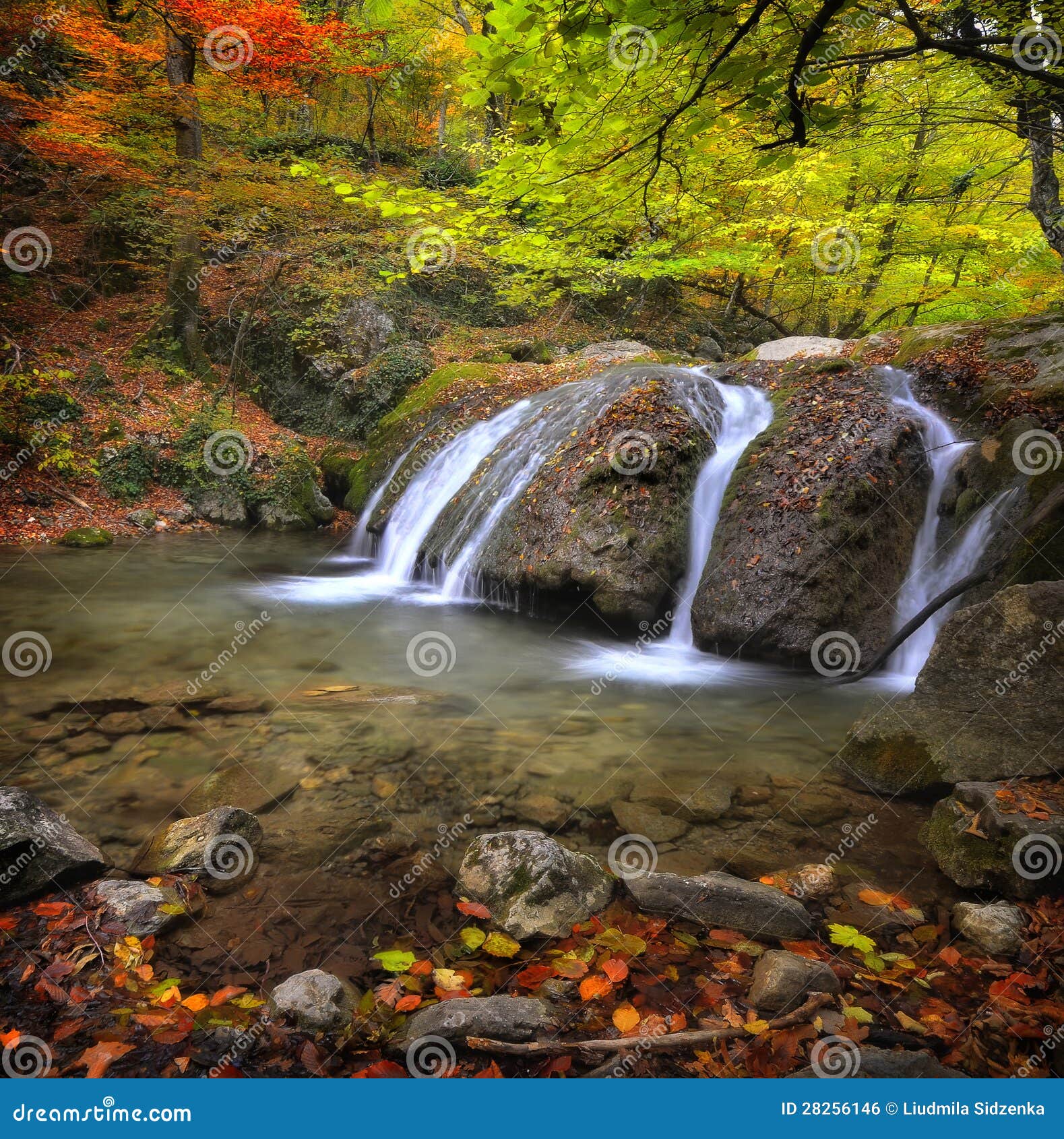Waterfall in the autumn-4 stock photo. Image of nature - 28256146