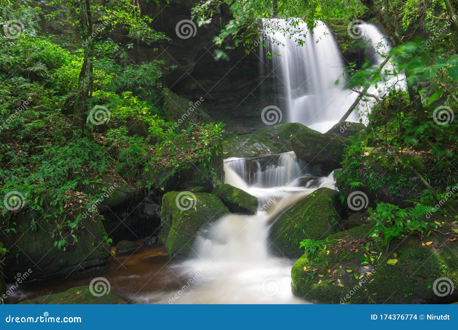 Waterfall with Autumn Color Change Stock Photo - Image of green, stream ...