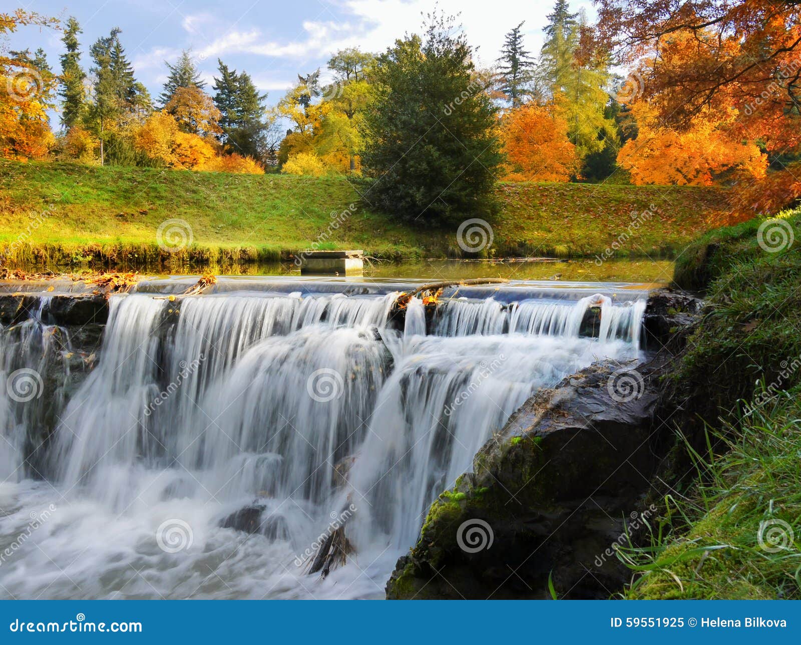 Waterfall, Autumn, Landscape, Colours Stock Image - Image of yellow ...