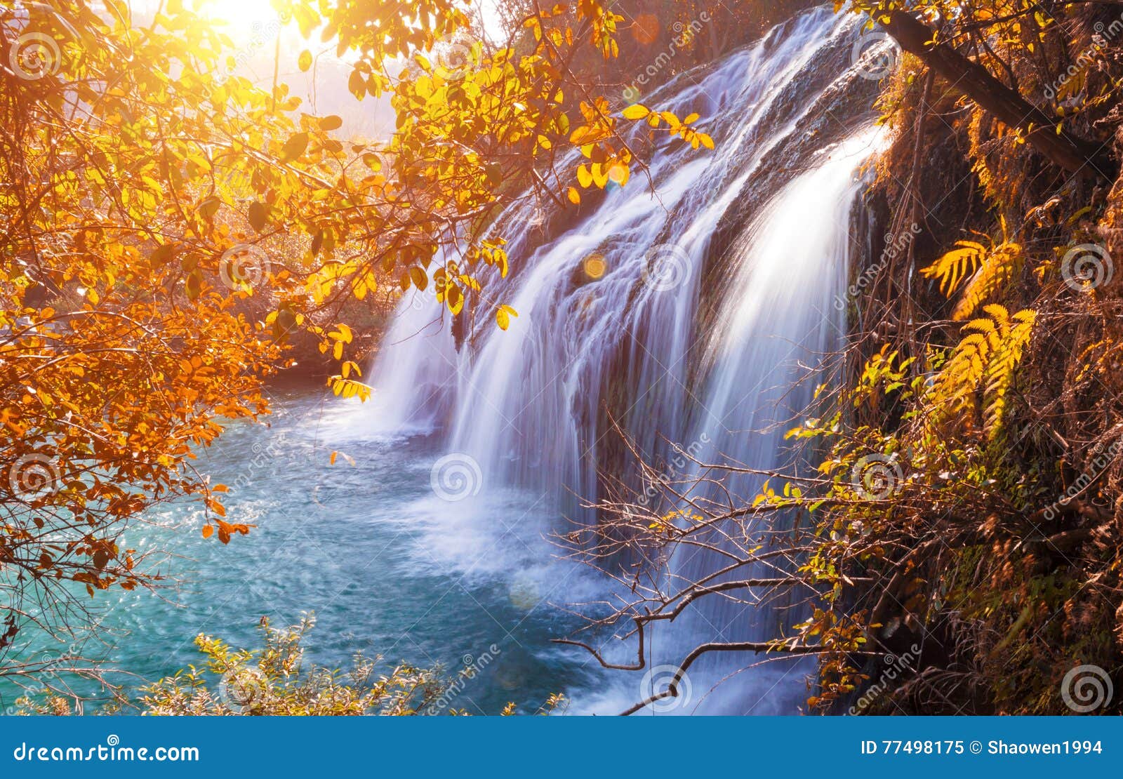 Waterfall in Autumn stock image. Image of plitvice, color - 77498175