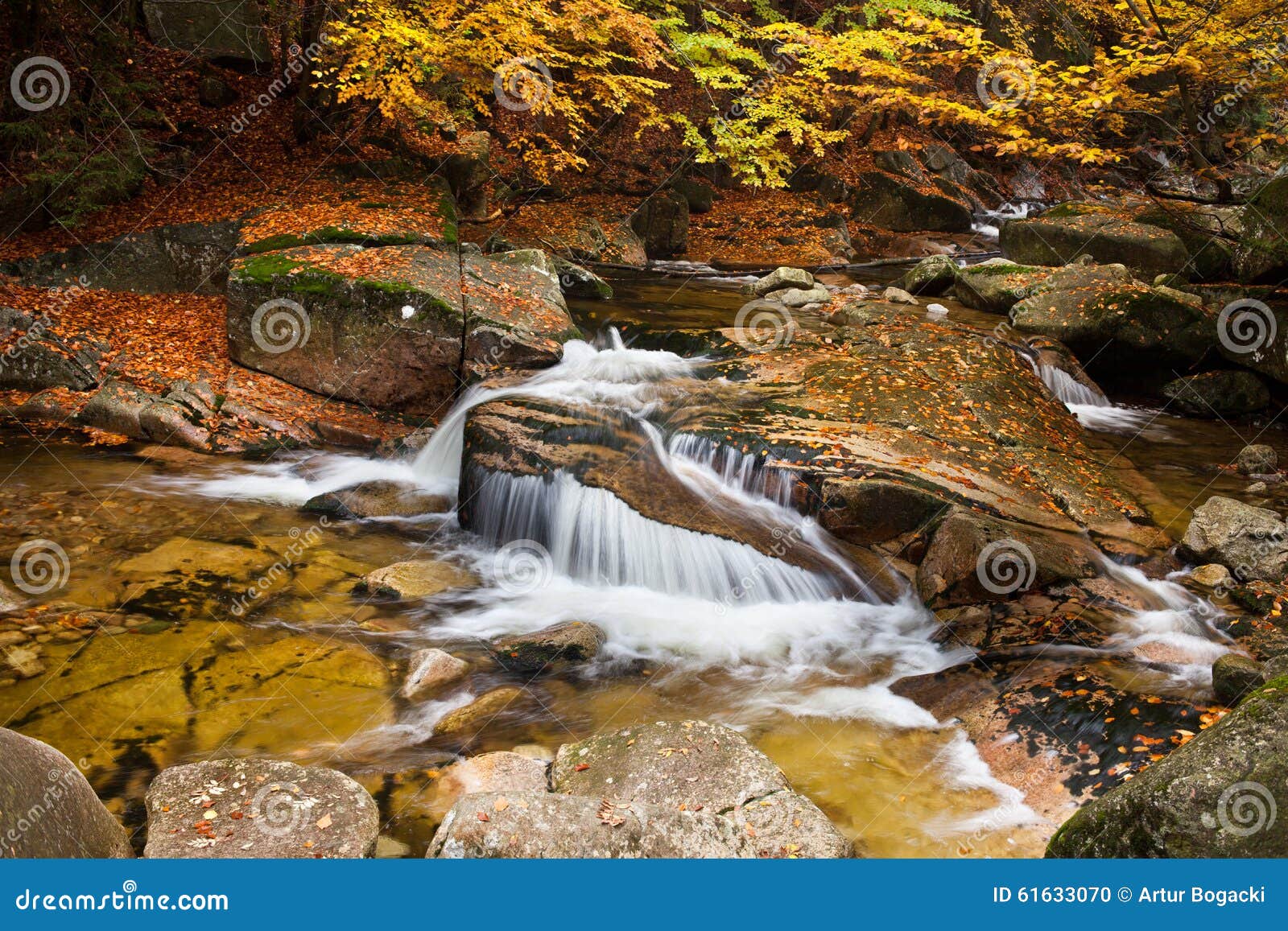 Waterfall in Autumn Scenery Stock Photo - Image of karkonosze, season ...