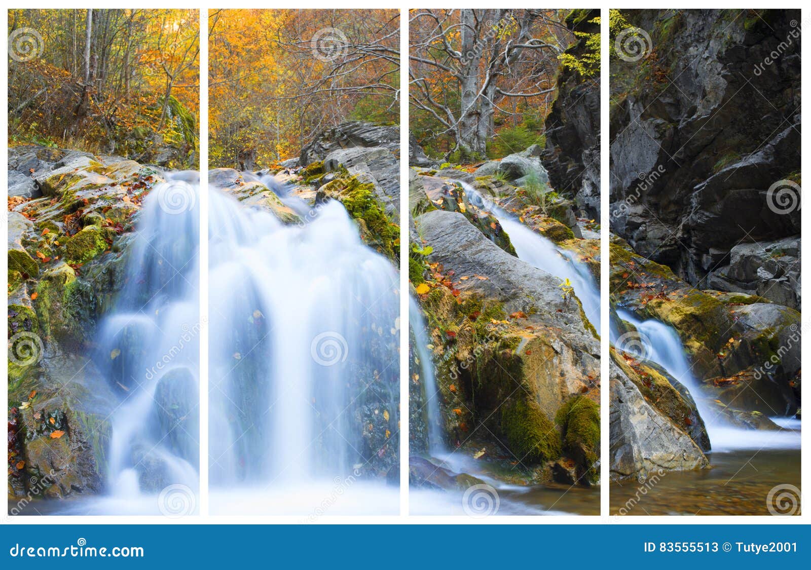 Waterfall in autumn season stock image. Image of nature - 83555513
