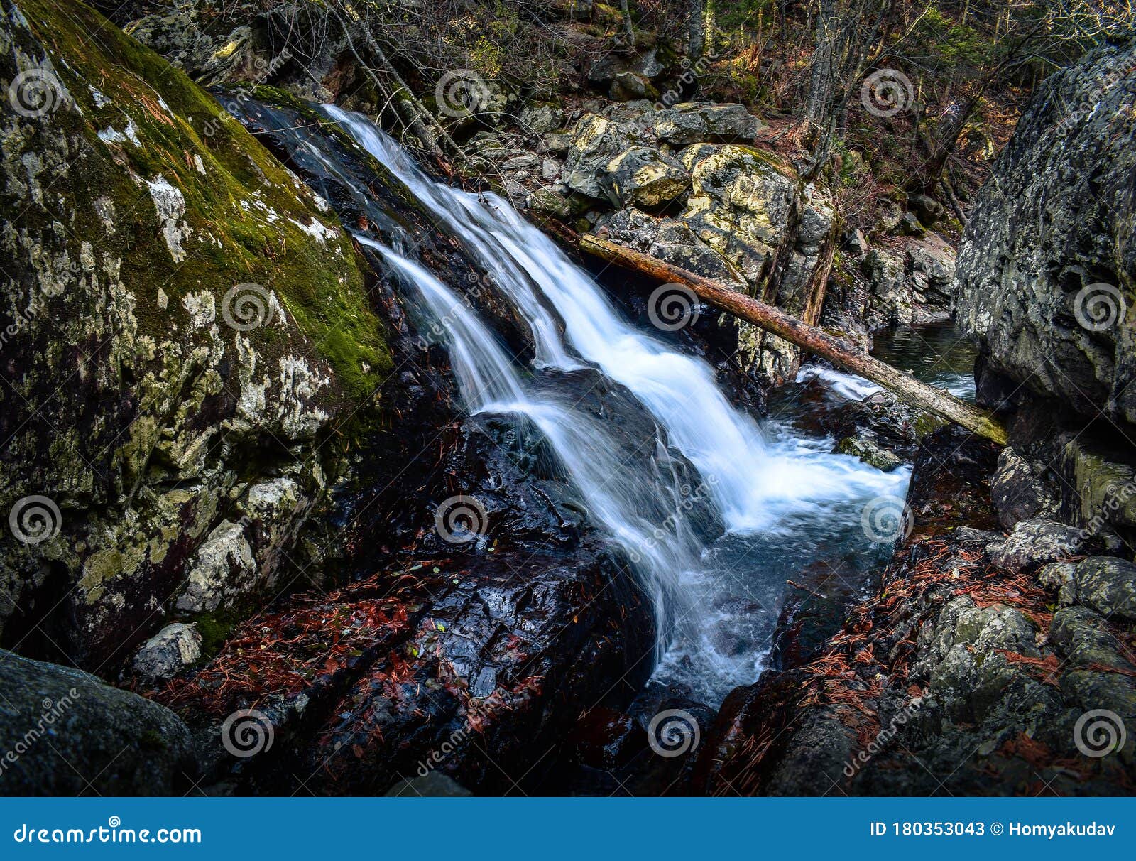Waterfall in the Taiga Forest Stock Image - Image of green, rock: 180353043