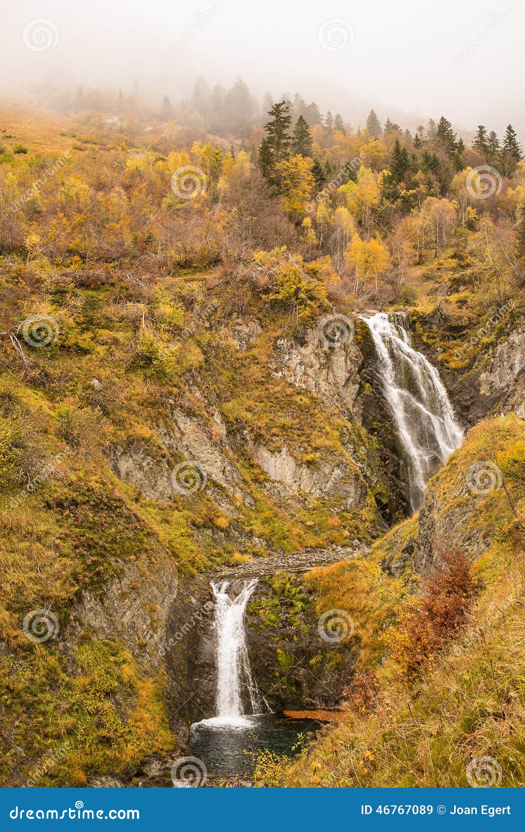 Waterfall in the Autumnal Pyrenees Mountains Stock Image - Image of ...