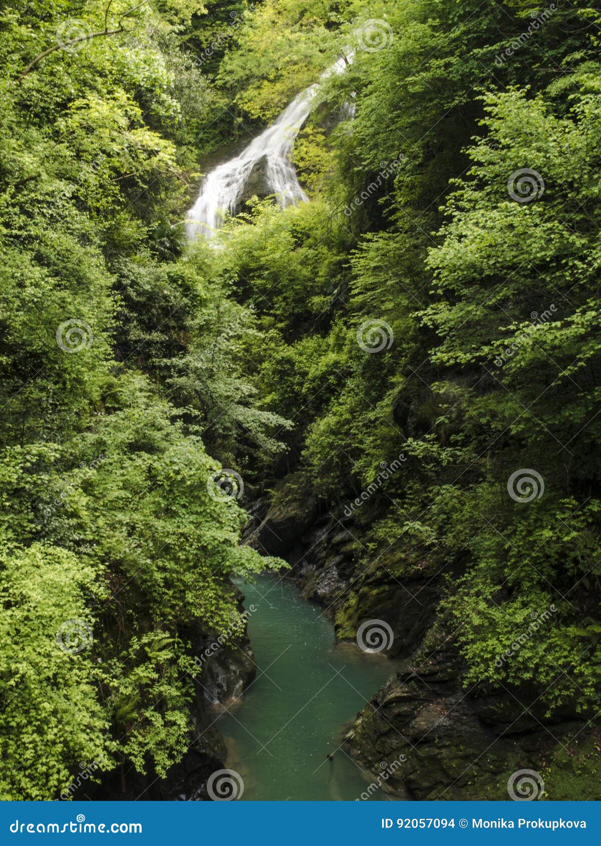 Waterfall. stock photo. Image of background, blue, azure - 92057094