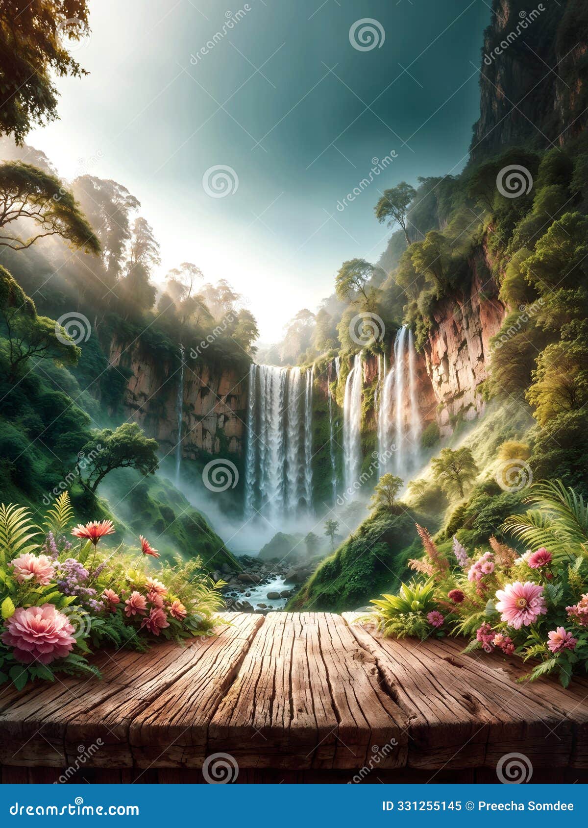 Waterfall Background for Natural Style Product Display Stock ...
