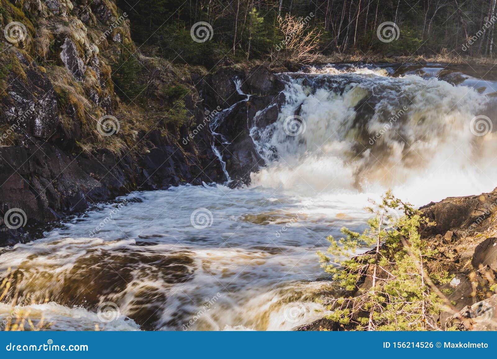 Waterfall Background. Rushing Stream Water Stock Photo - Image of ...