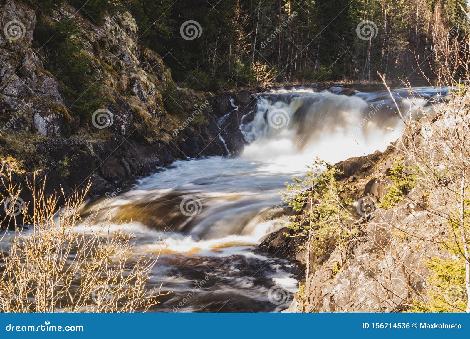Waterfall Background. Rushing Stream Water Stock Photo - Image of ...