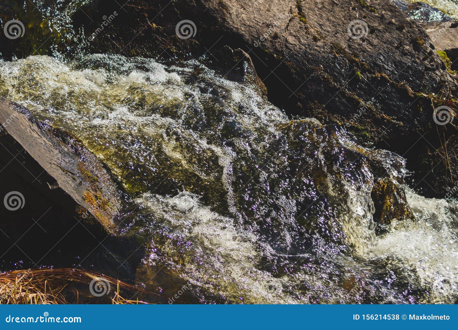 Waterfall Background. Rushing Stream Water Stock Photo - Image of ...
