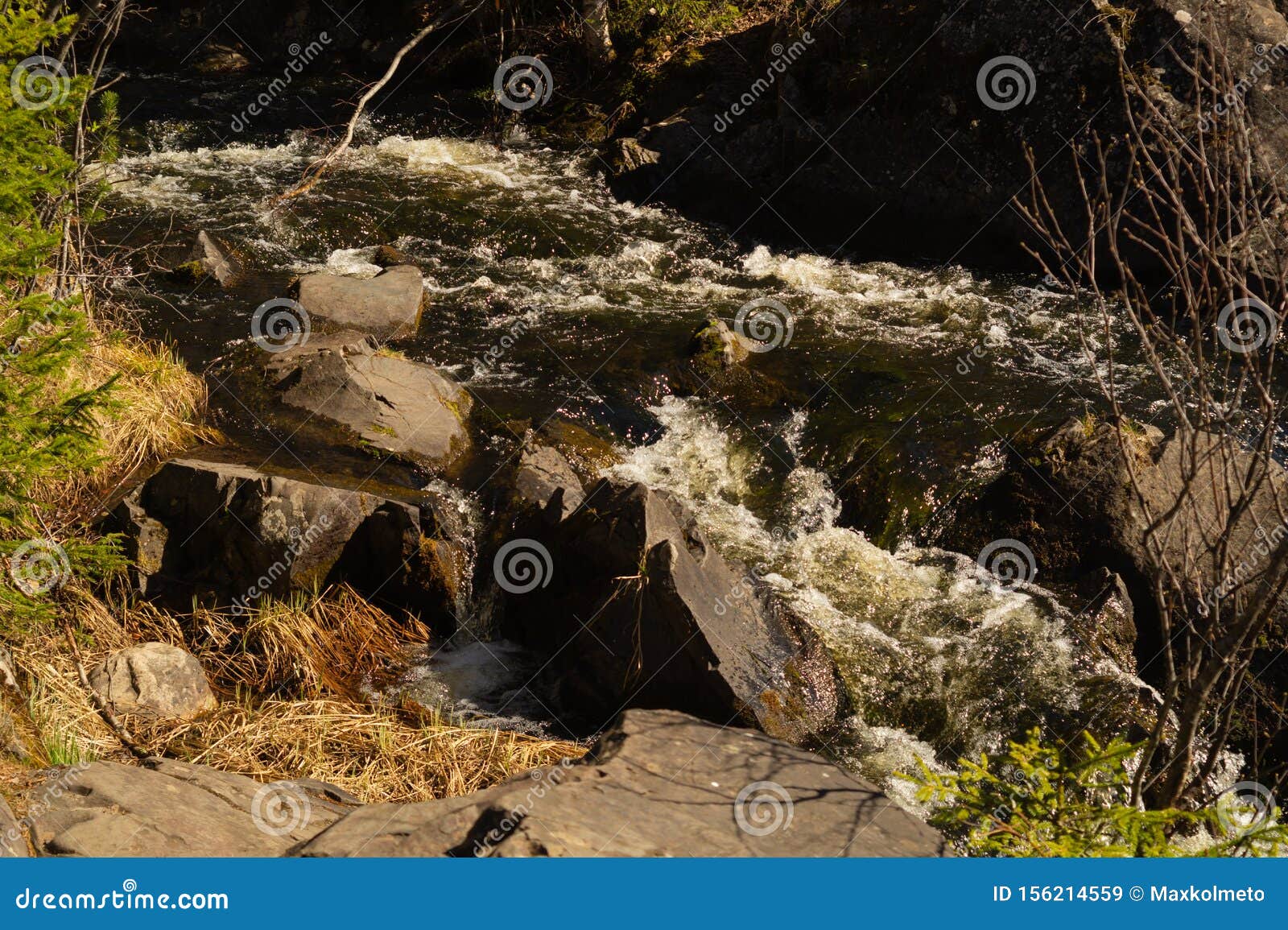 Waterfall Background. Rushing Stream Water Stock Image - Image of fall ...