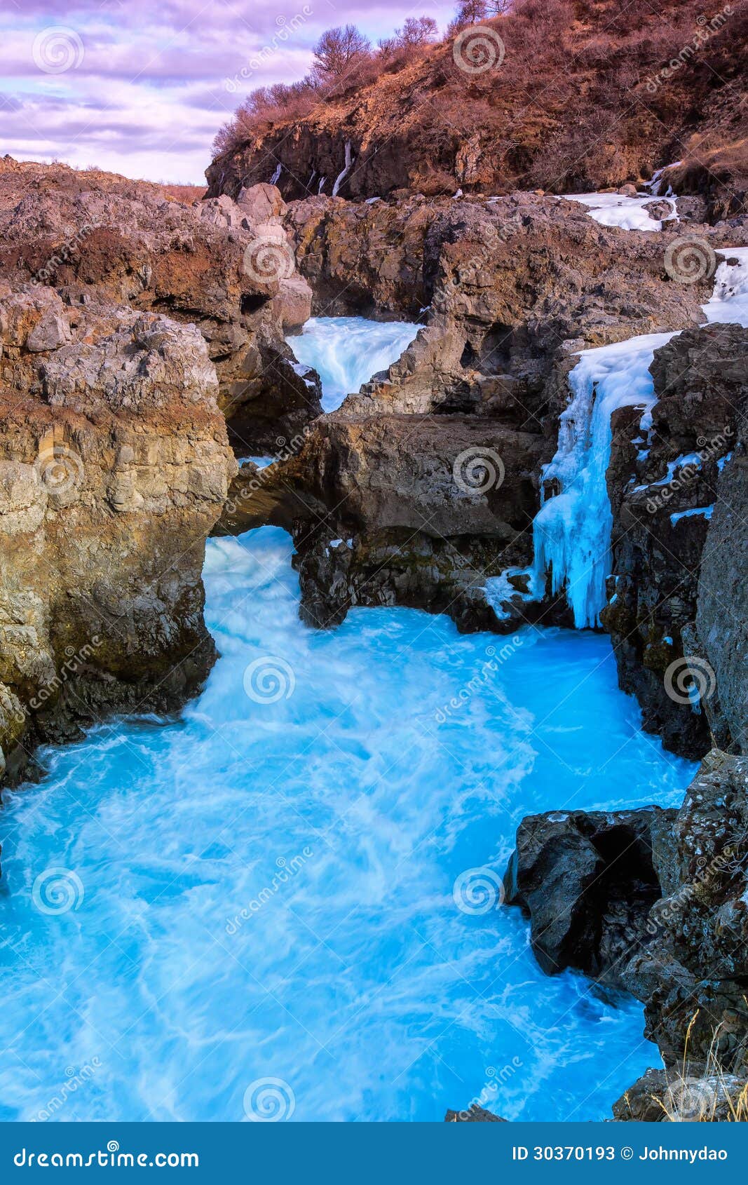 Waterfall Barnafoss in Iceland Stock Image - Image of iceland, powerful ...