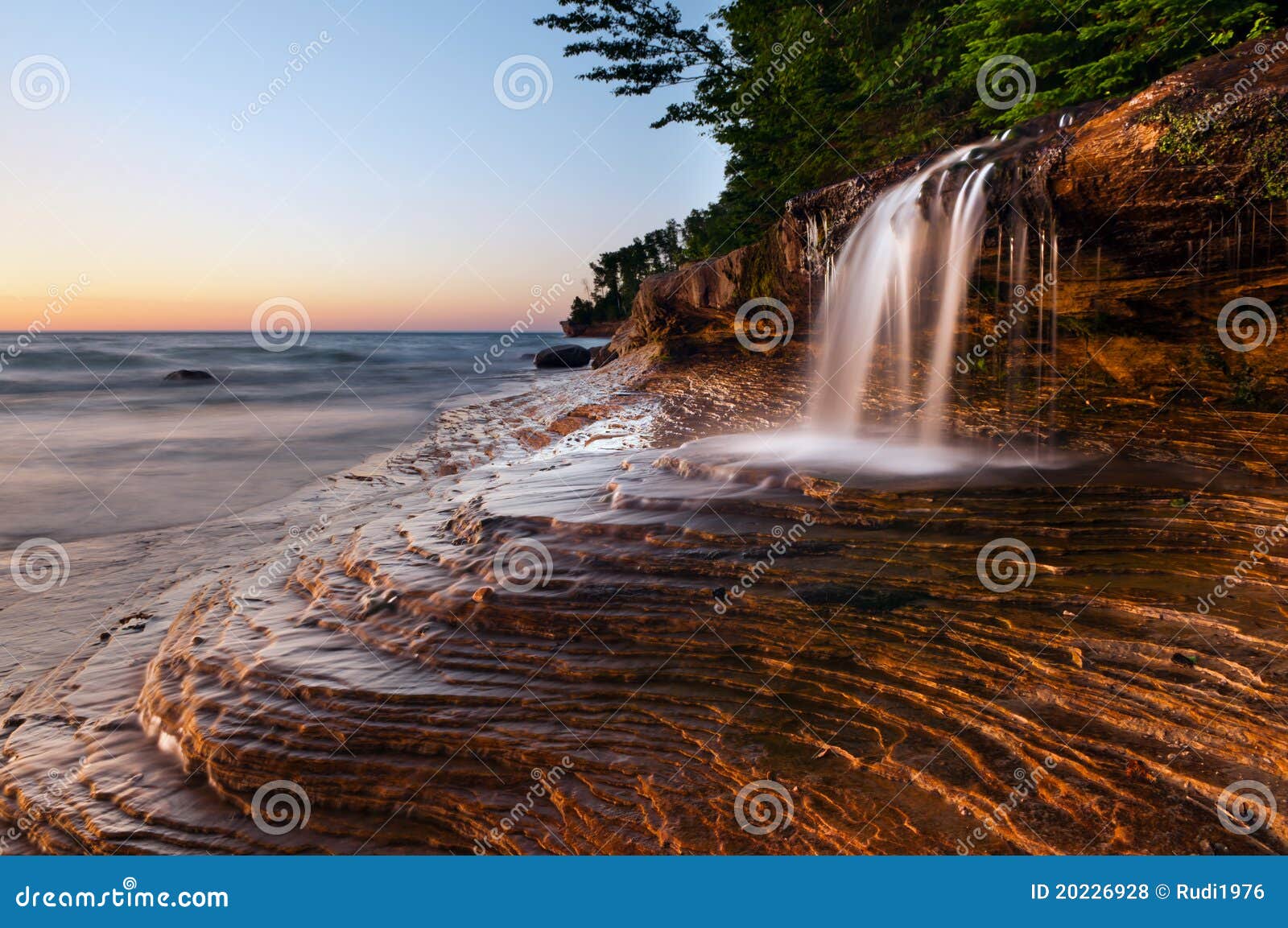Waterfall at the beach. stock photo. Image of landscape - 20226928
