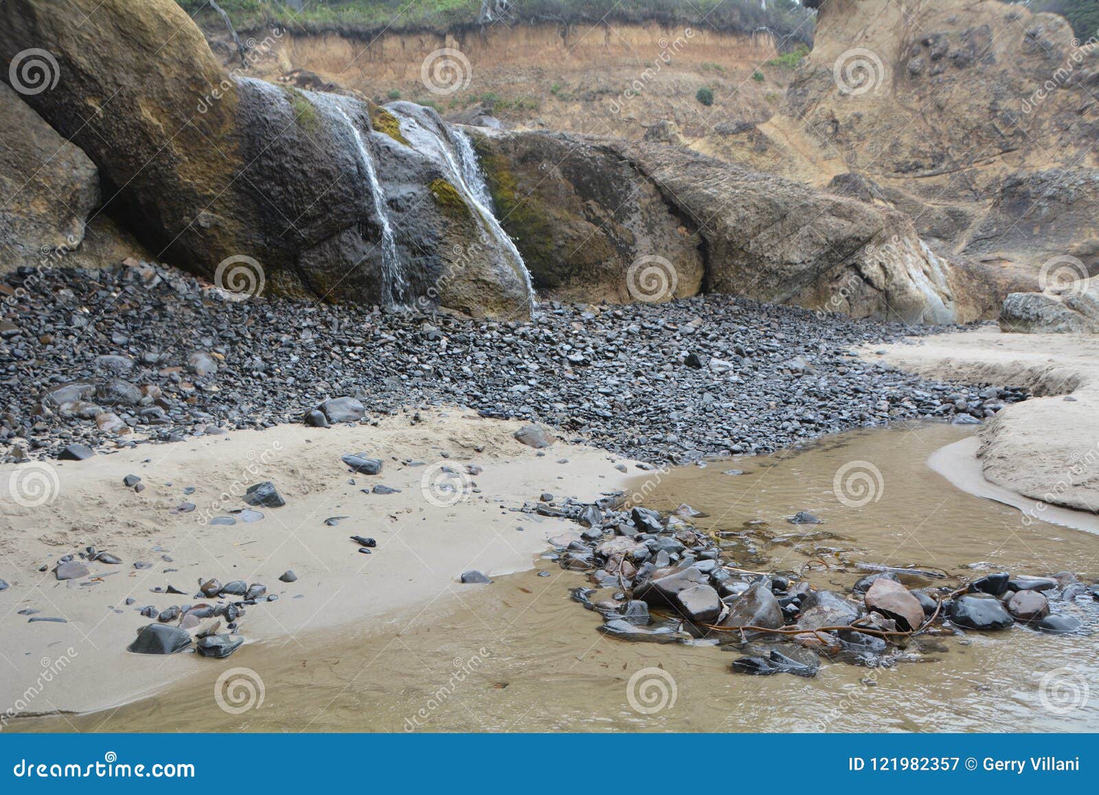 Waterfall and Beach at Hug Point, Oregon Coast Stock Image - Image of ...