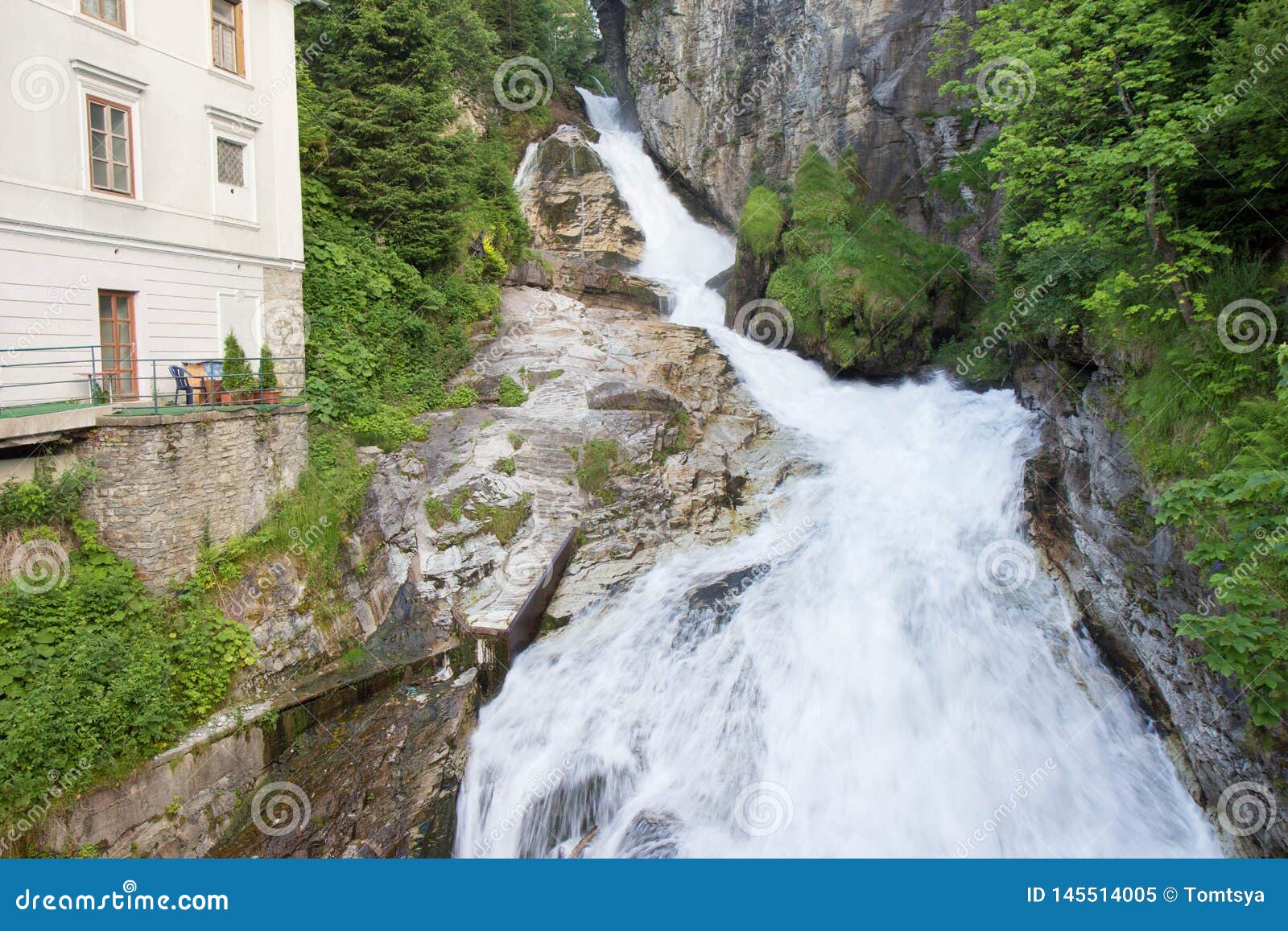 Waterfall in the Beautiful Spa Town of Bad Gastein, Austria Stock Image ...
