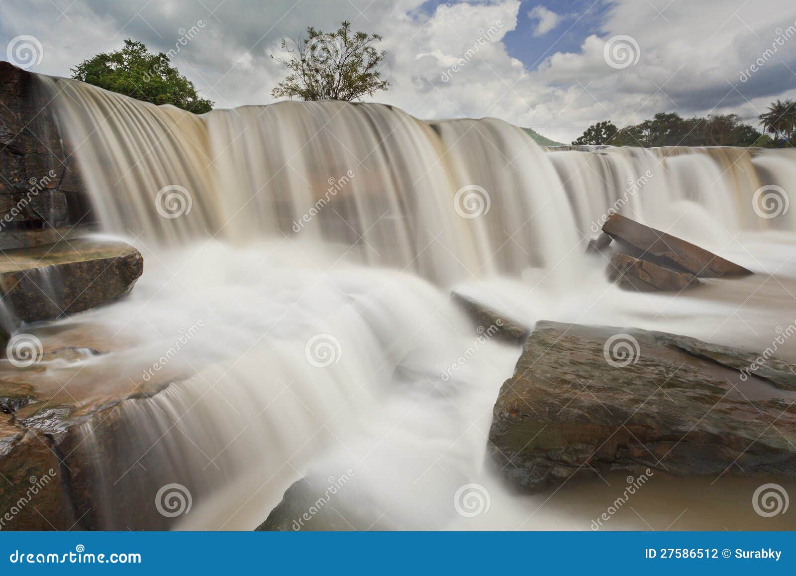 Waterfall and blue sky stock photo. Image of green, natural - 27586512