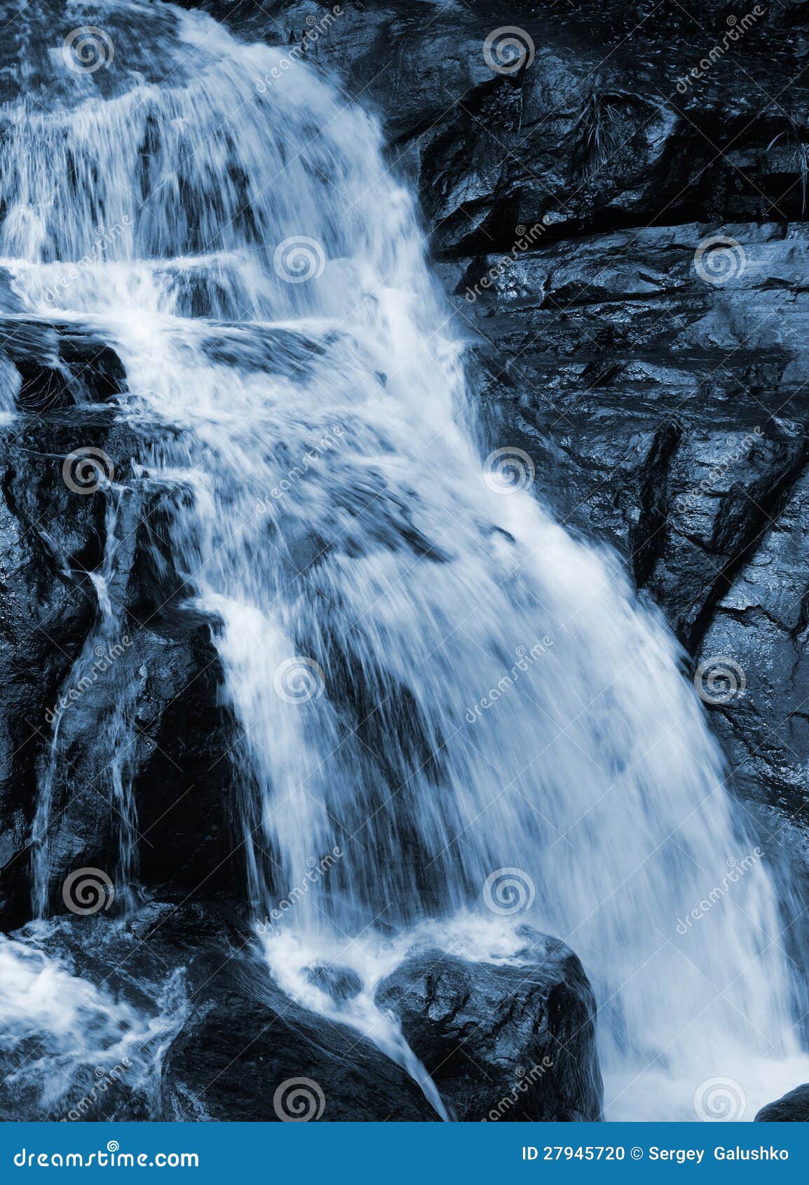 The waterfall blue toned stock photo. Image of environment - 27945720
