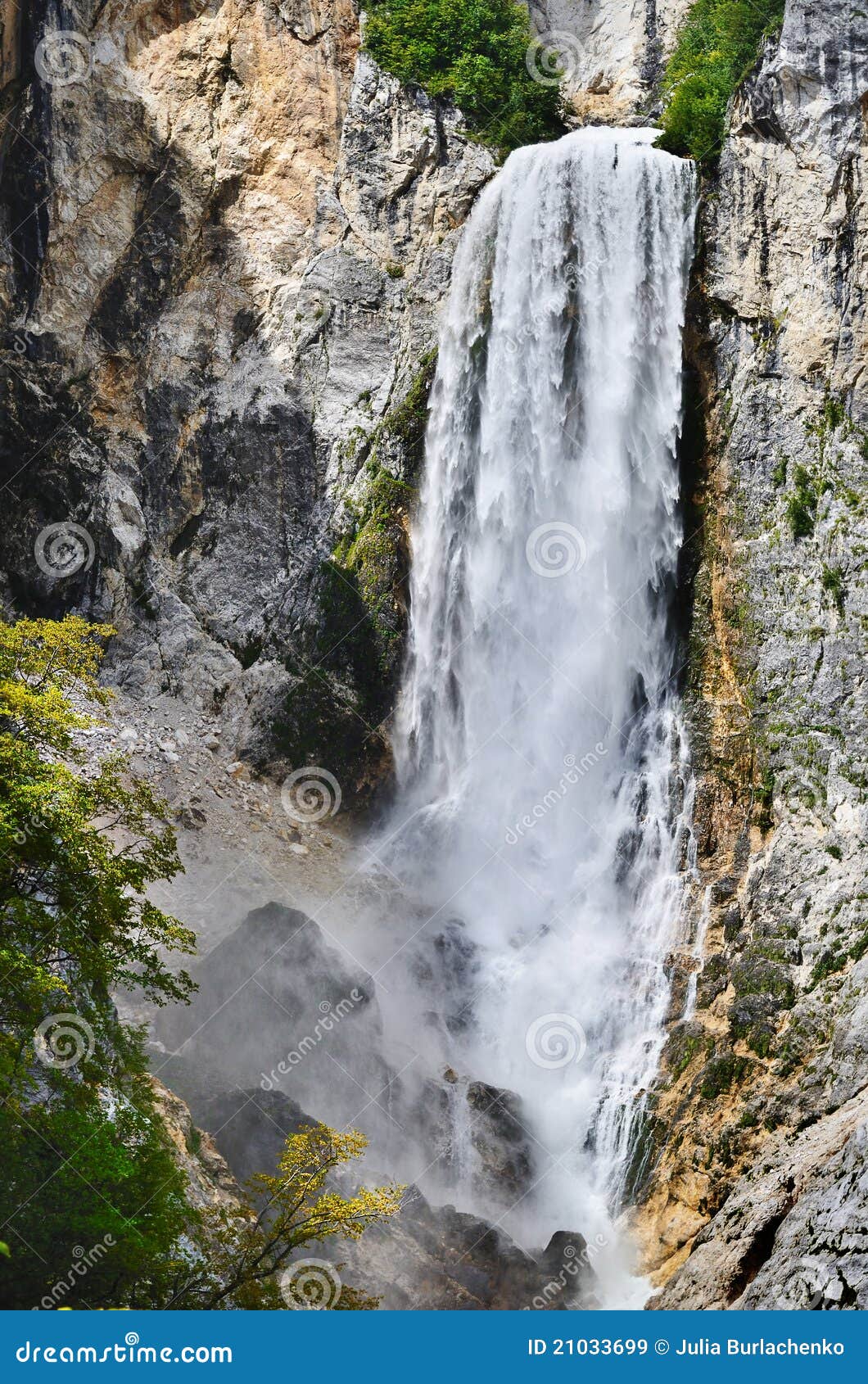 Waterfall Boka in Slovenia stock image. Image of creek - 21033699