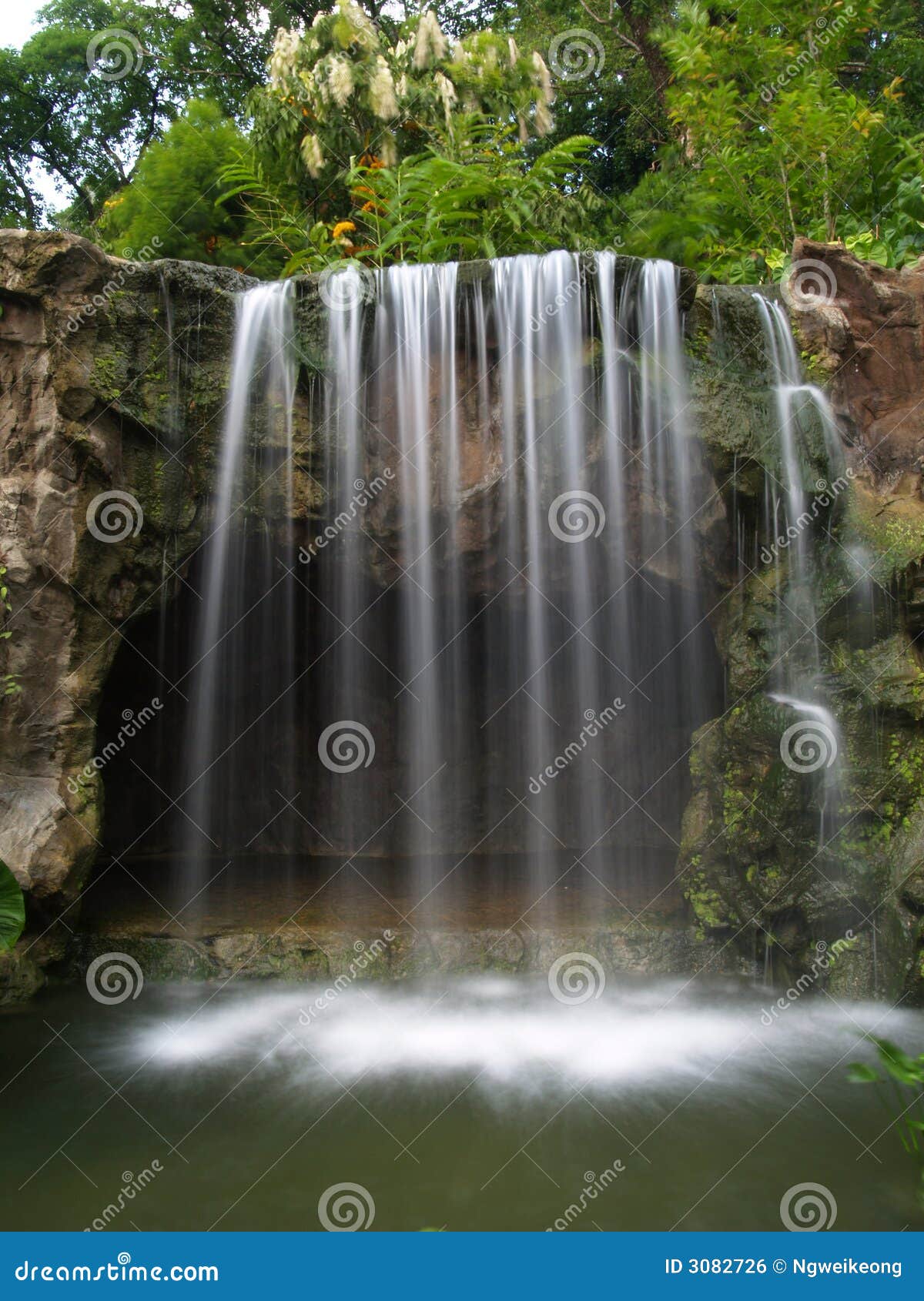 Waterfall at Botanic Garden Stock Photo - Image of decorative, forest ...