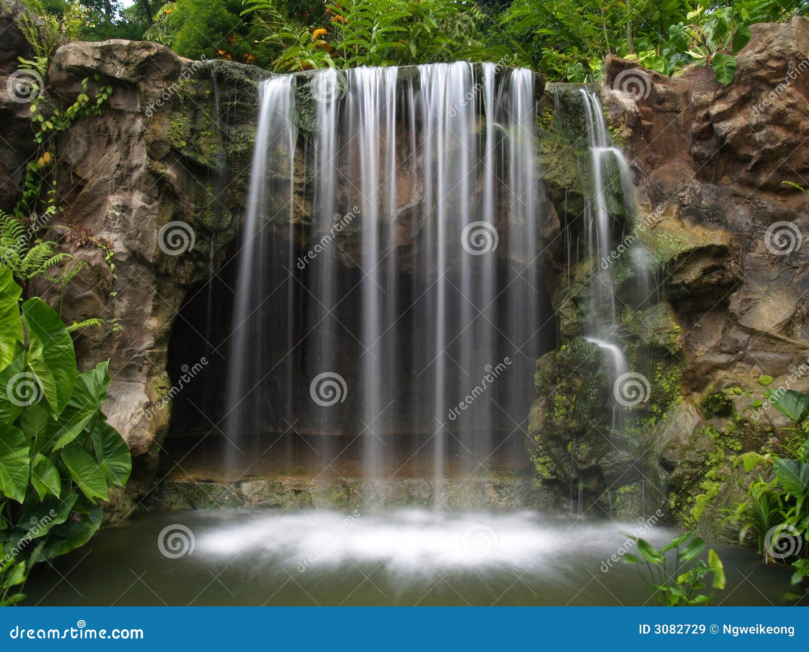 Waterfall at Botanic Garden Stock Image - Image of outdoor, cliff: 3082729